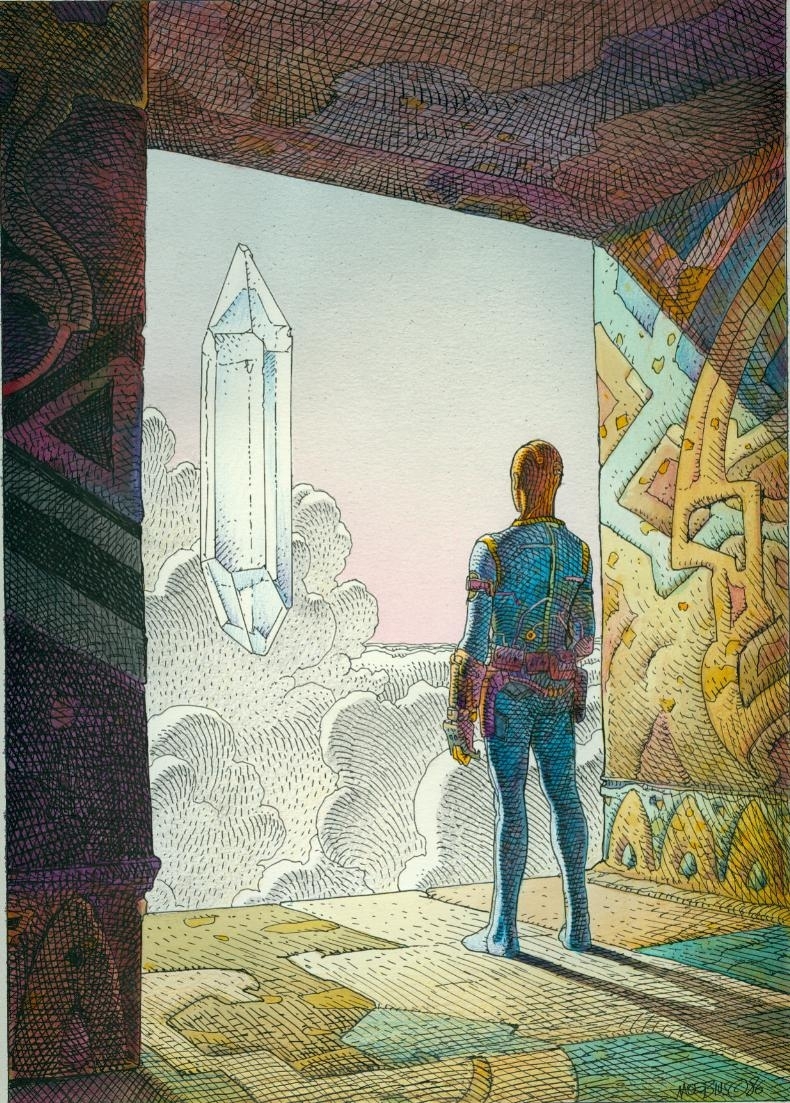 Moebius, 1986 - Cristaux : Flying Crystal * - Illustration originale