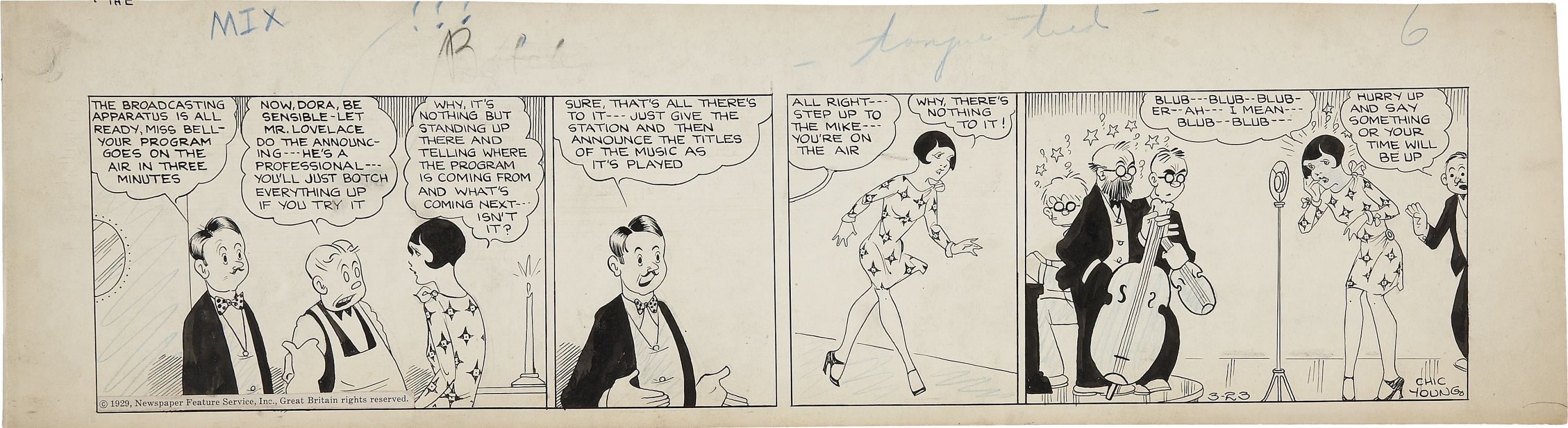 Dumb Dora 3 23 1929 Par Chic Young Planche Originale Dumb Dora 3 23 1929 Par Chic Young Planche Originale