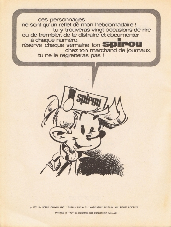 Spirou, 1971. par André Franquin - Couverture originale