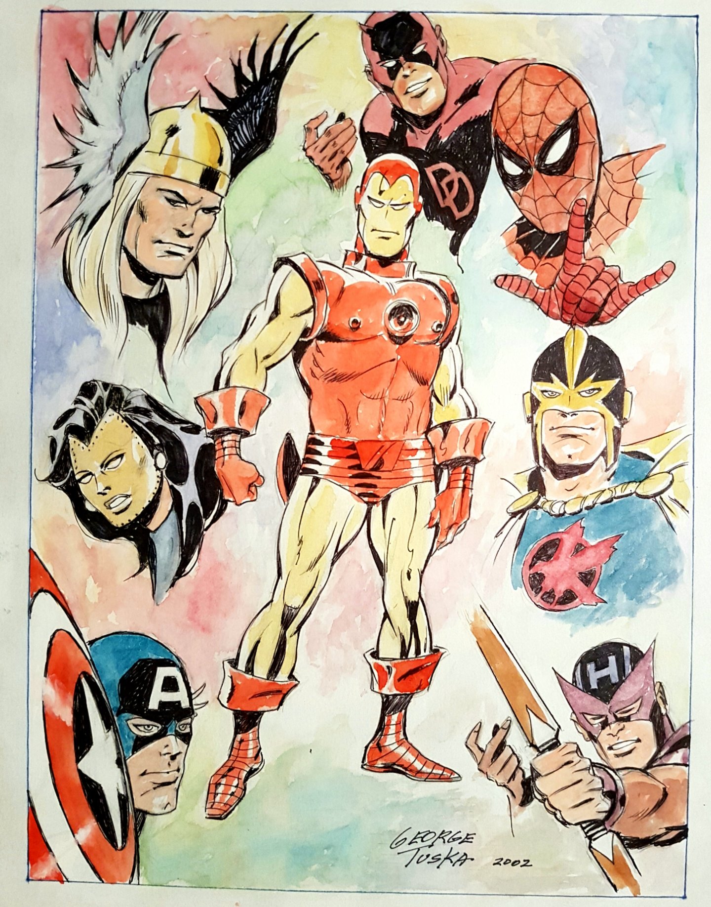 Iron Man and friends by Tuska - Planche originale