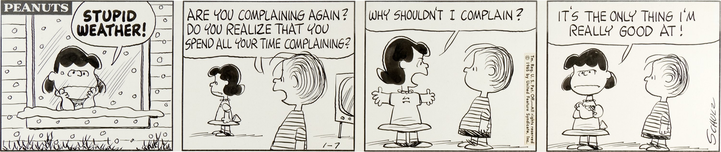 Schulz Peanuts 1965 - Planche originale