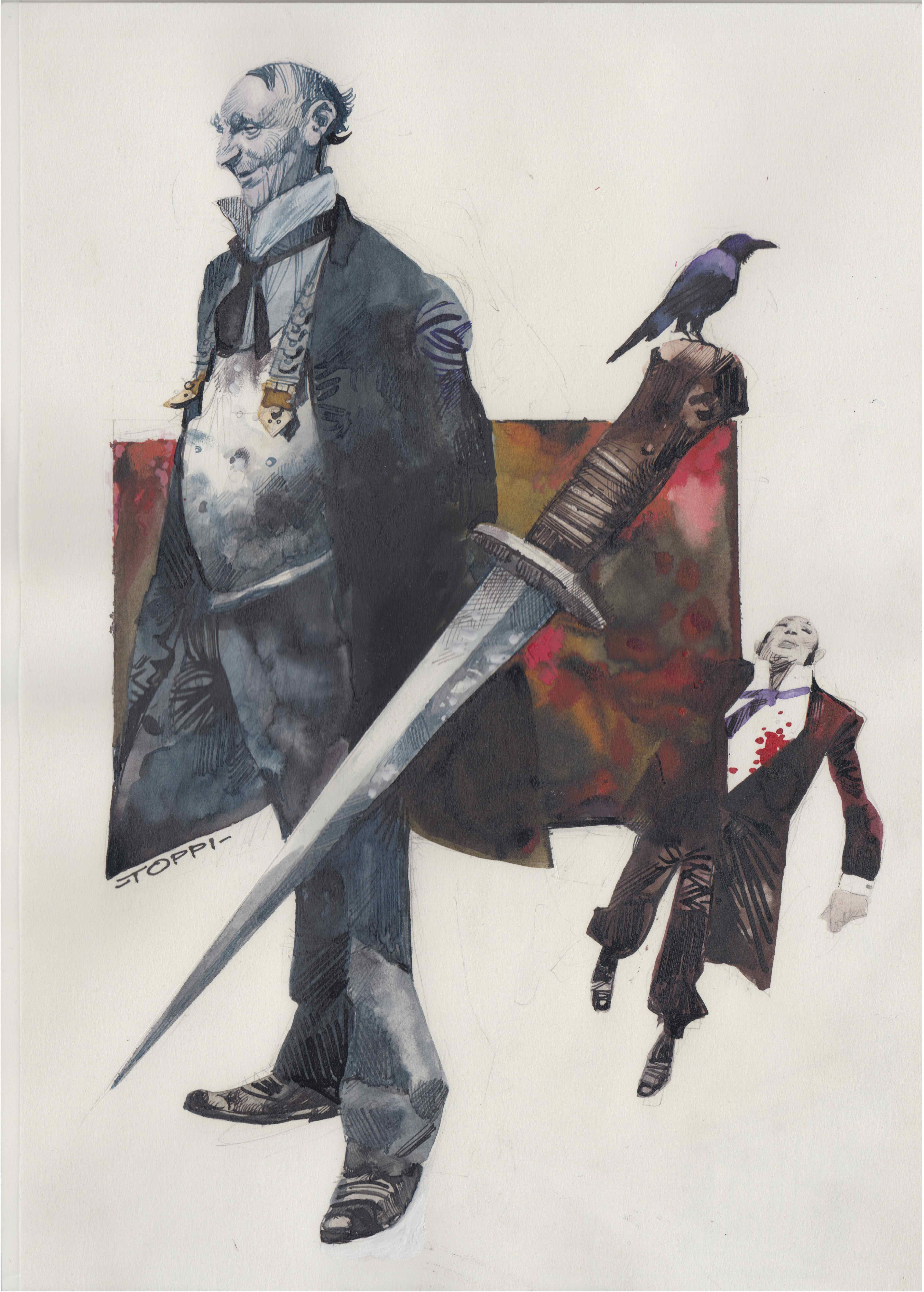 Sergio Toppi, Illustration pour "Il delito di Lord Saville" (2000). Pa ...