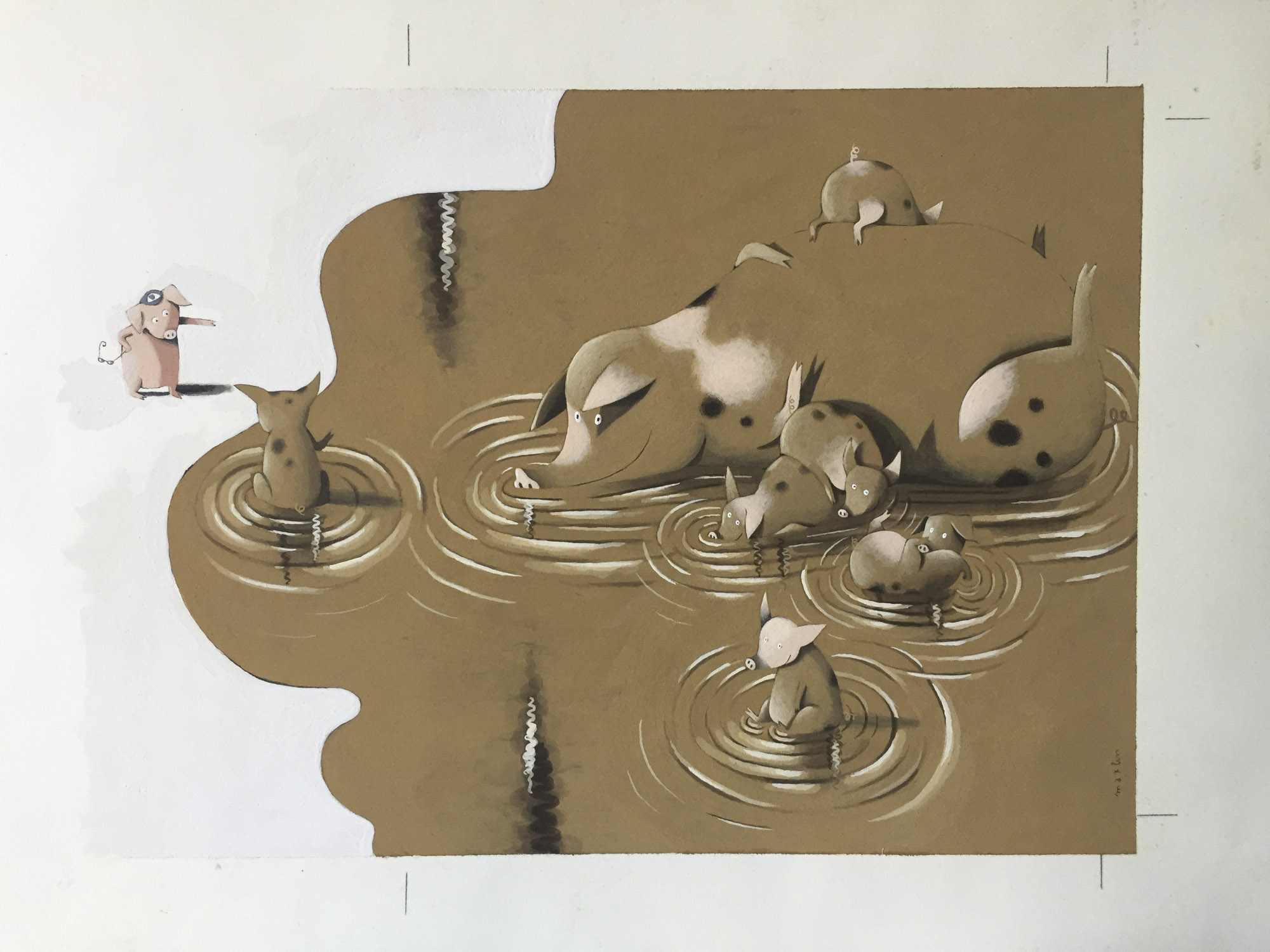 Martin Matje, Gouache pour "Un Cochon nommé Perrier" - Illustration ...