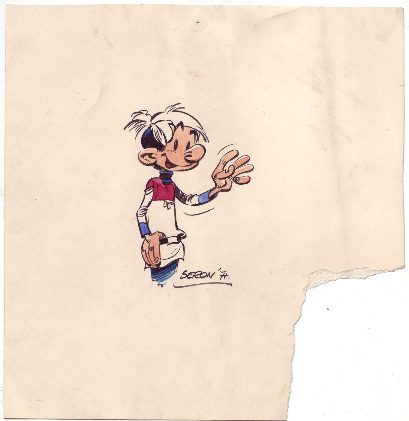 Pierre Seron, Les petits hommes, "Renaud". - Illustration originale