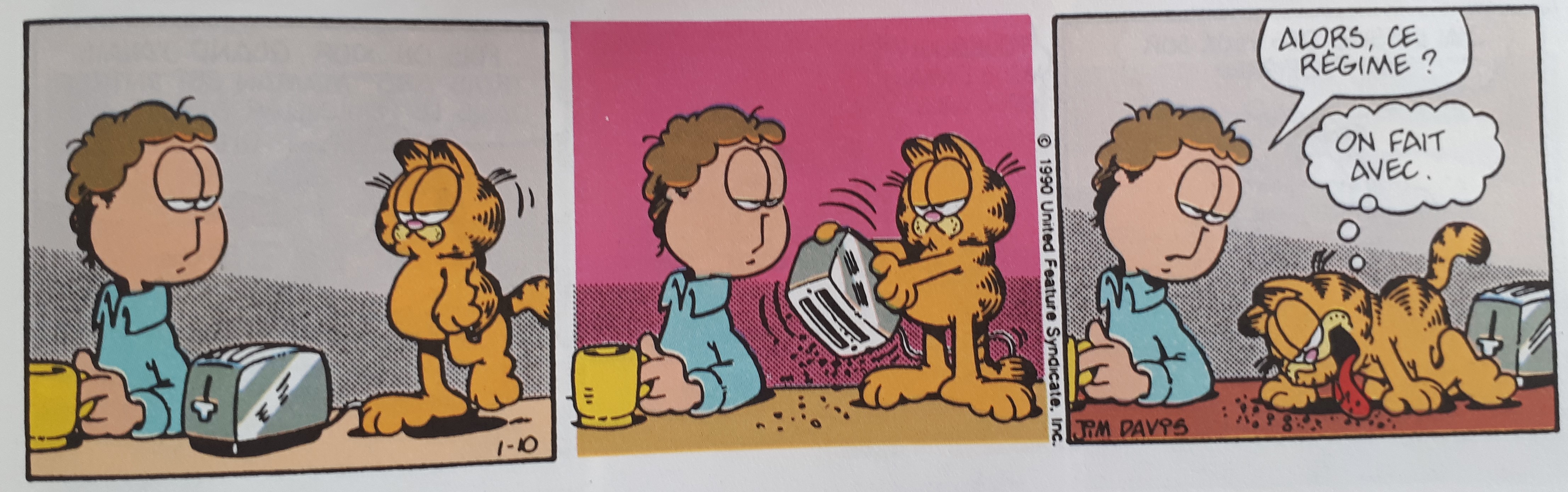 Jim Davis, Strip Garfield 1/10/1990 - Planche originale