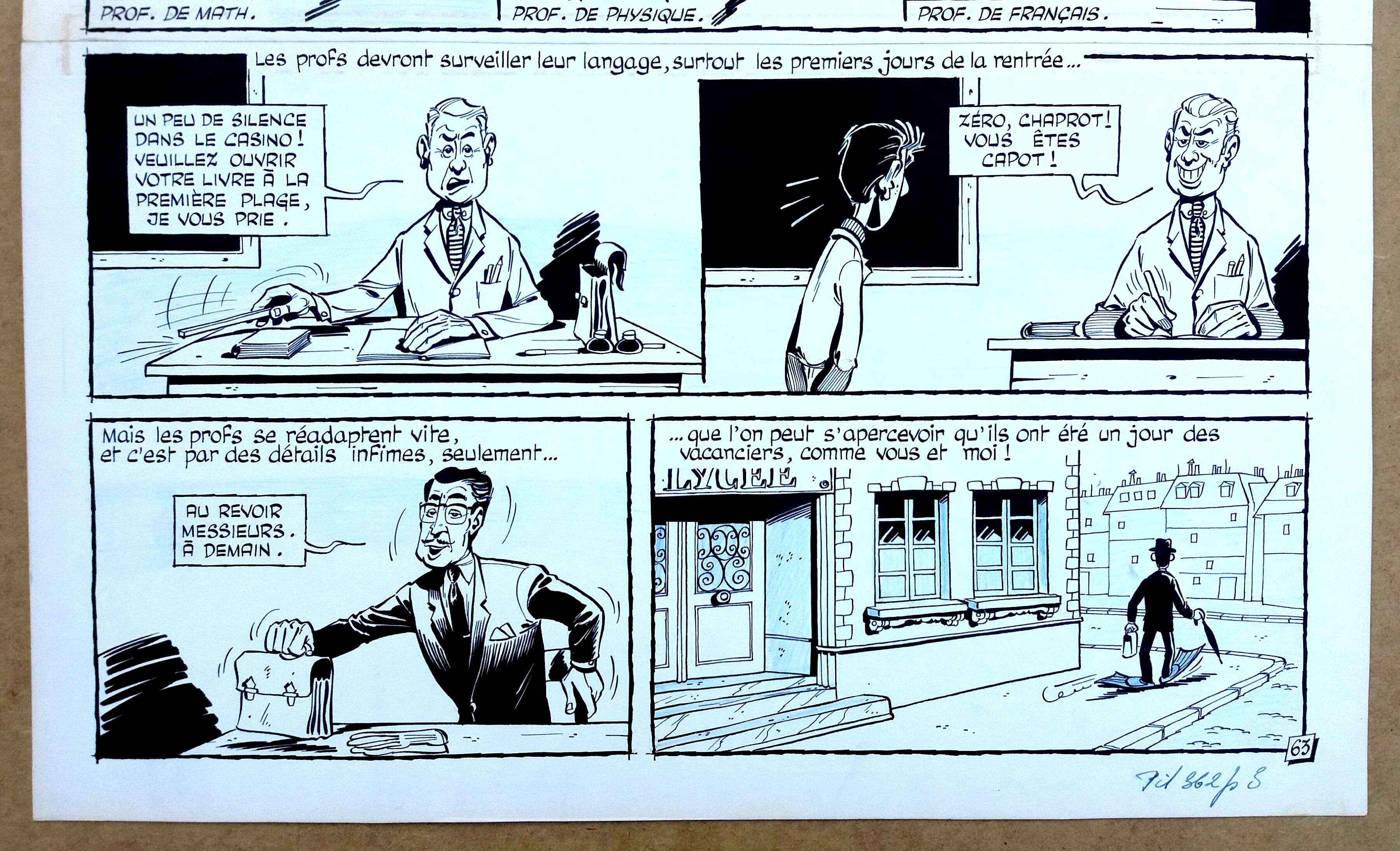 Gotlib, René Goscinny, La rentrée des profs - Planche originale