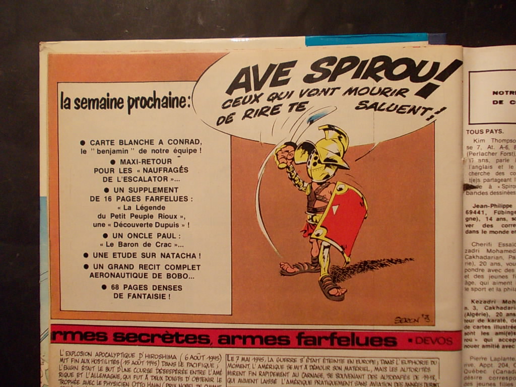 Pierre Seron, « Ave Spirou ! », 1974. - Illustration originale