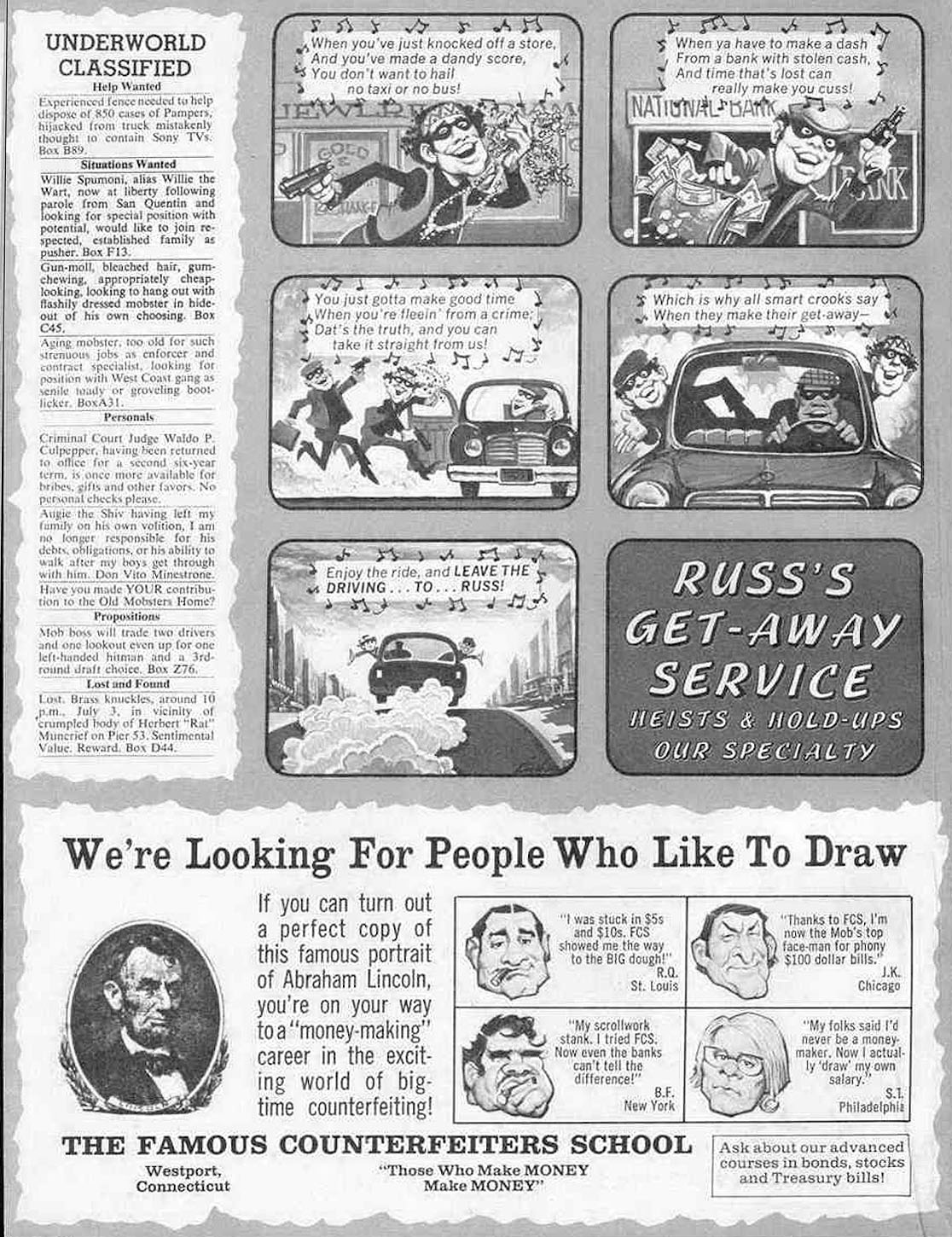 Jack Rickard, "If the underworld were allowed to advertise " MAD #229 ...