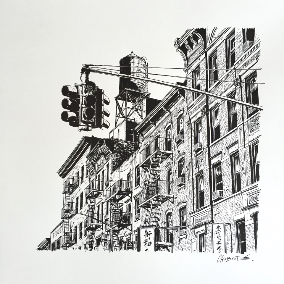 New York par Christophe Chabouté - Illustration originale