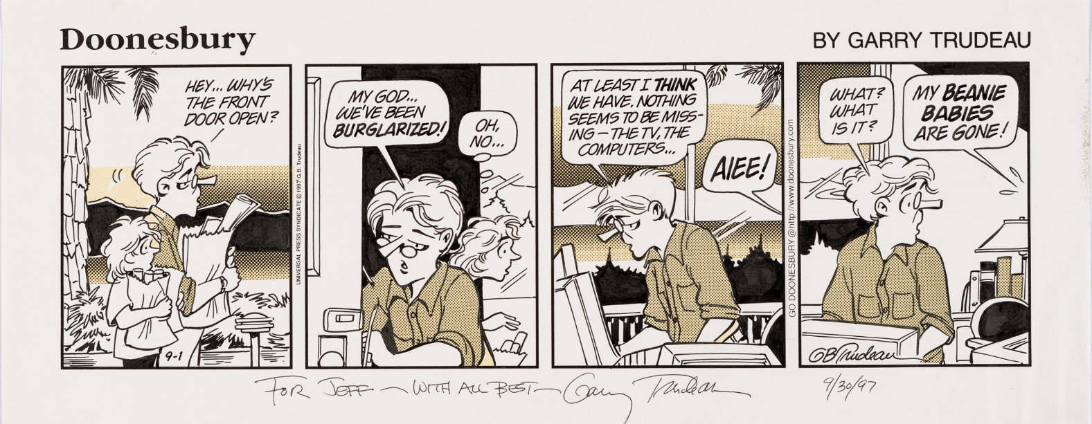Doonesbury 9/1/97 by Garry Trudeau - Planche originale