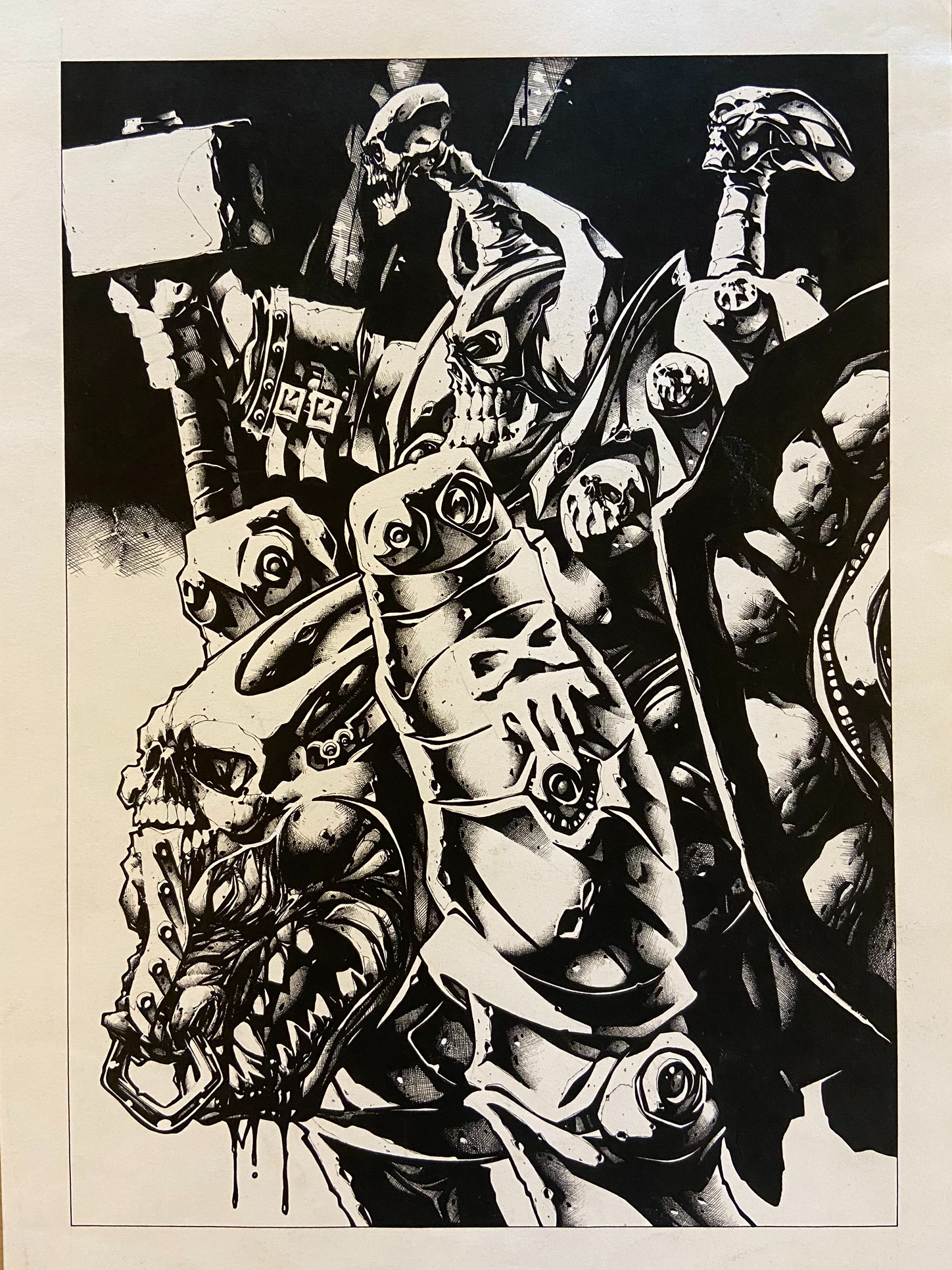 Original B&W illustration. Gary Harrod - Khorne Juggernaut Rider Realm ...