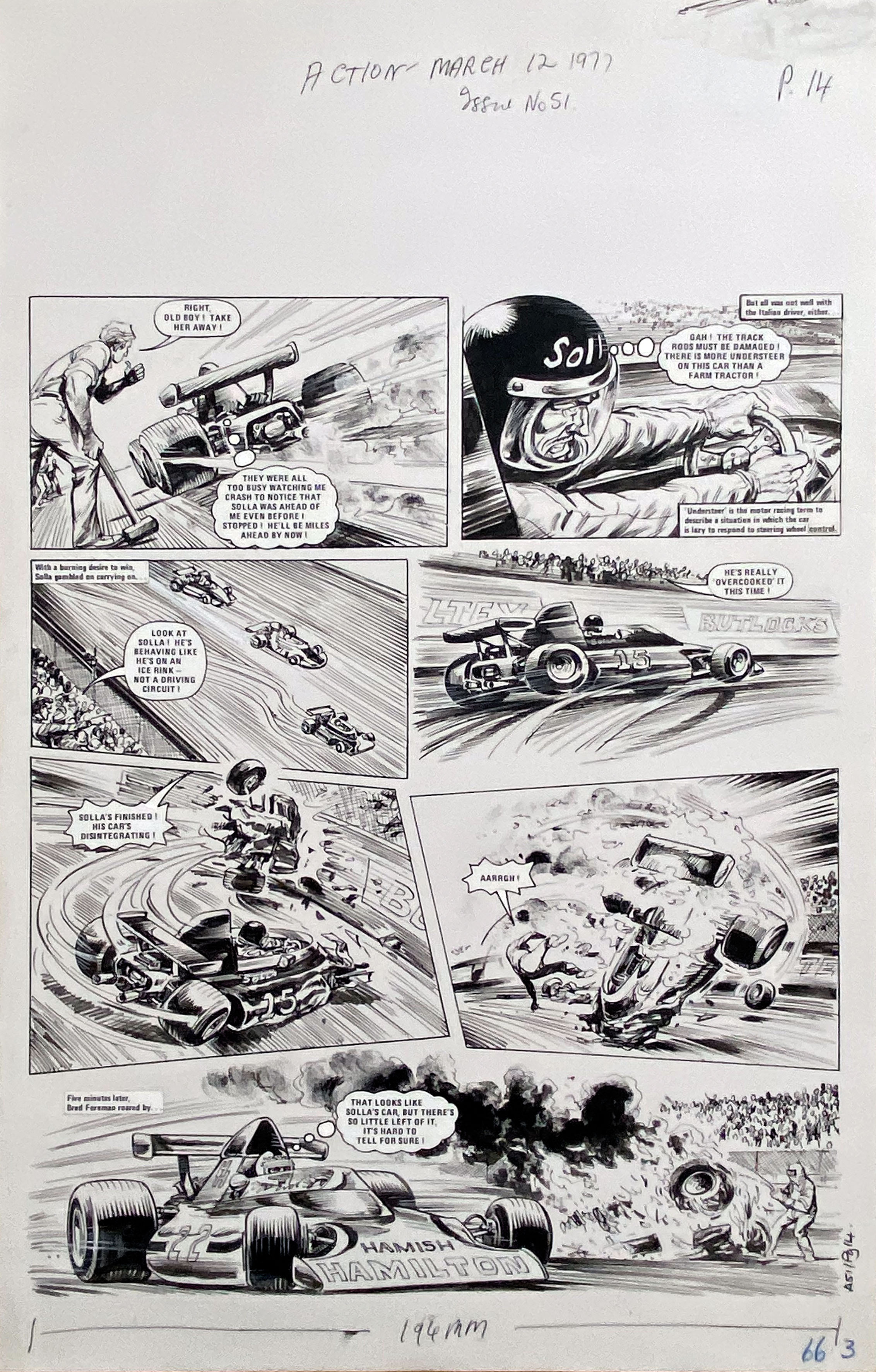 Mike White, Roaring Wheels_ACTION - Planche originale