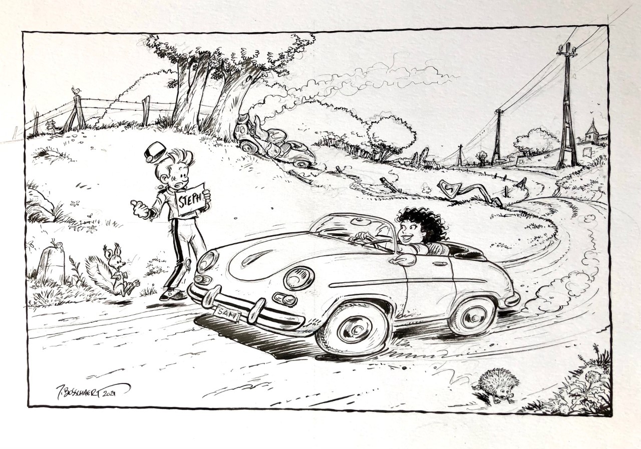 Jan Bosschaert, Hommage à Spirou - Sam - Illustration originale