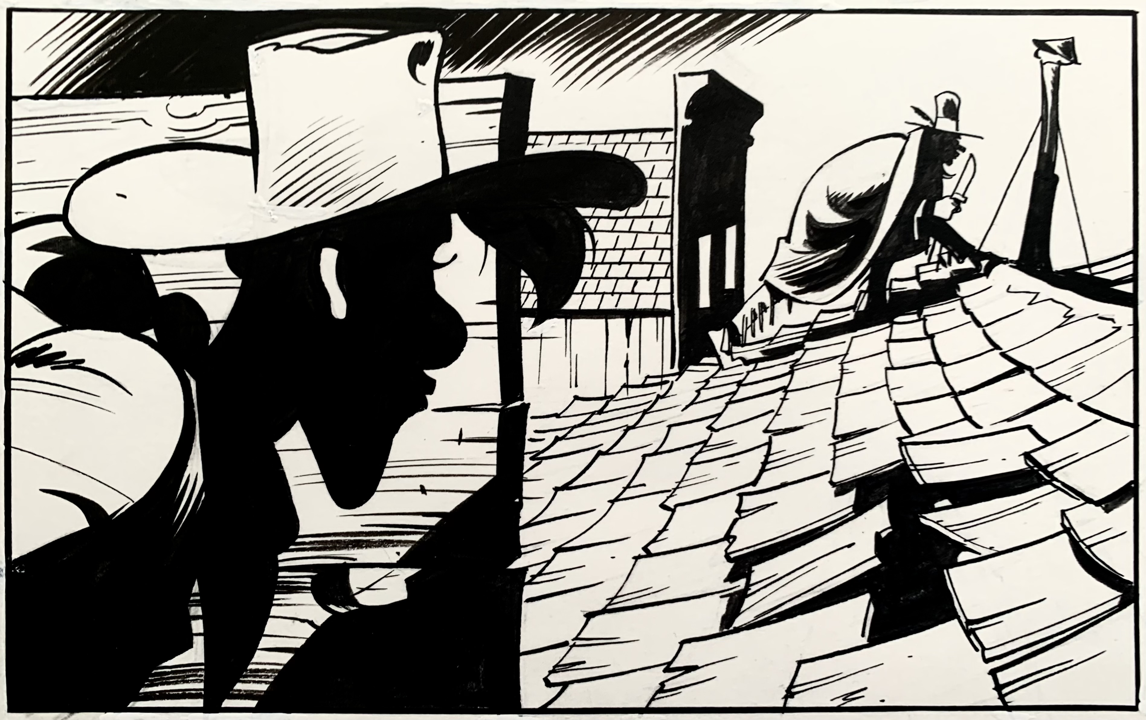 Lucky Luke - WANTED par Matthieu Bonhomme, Morris - Planche originale