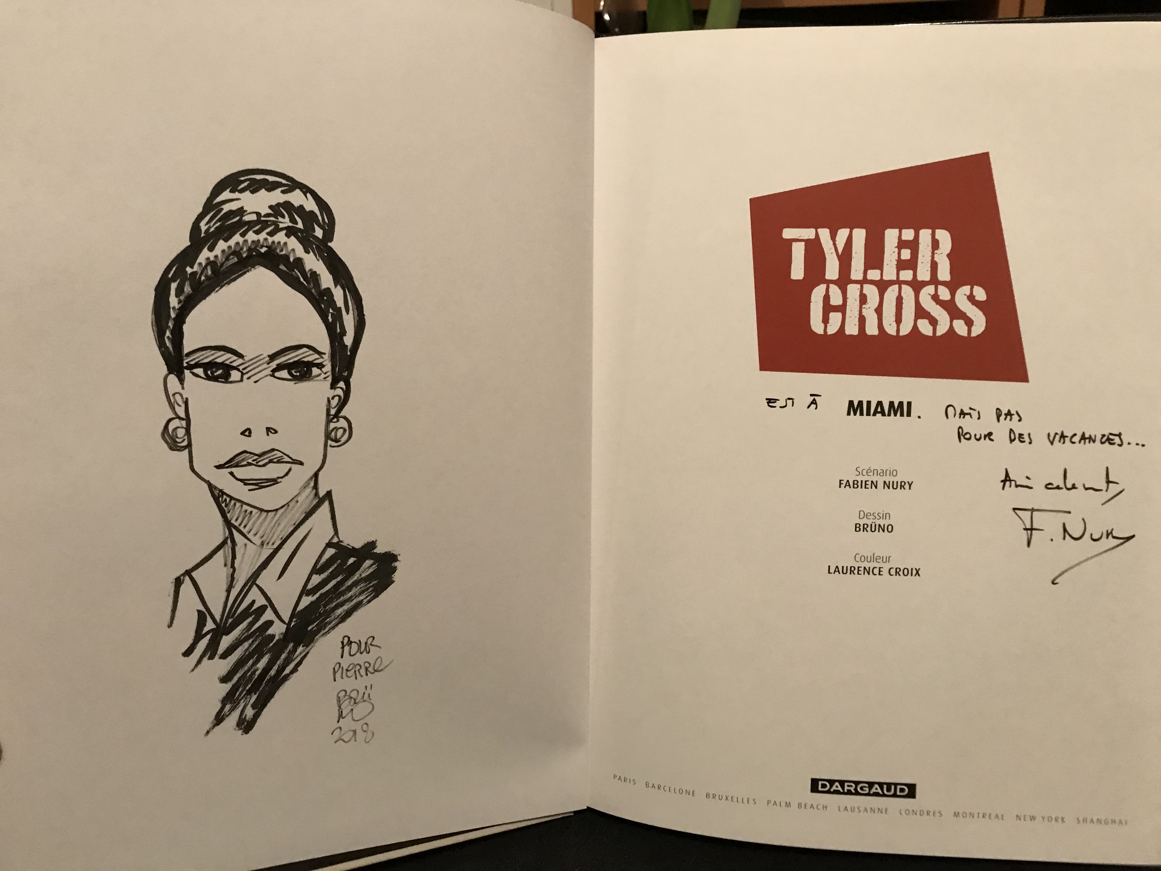 Tyler Cross - Miami par Brüno, Fabien Nury - Dédicace