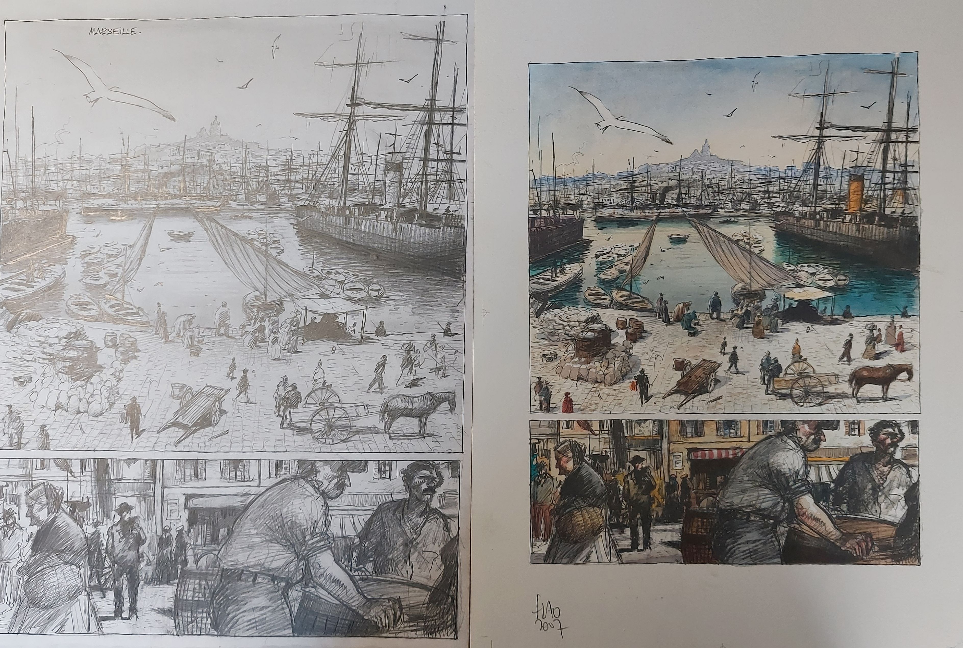 Benjamin Flao, "La ligne de Fuite" - Marseille - Planche originale