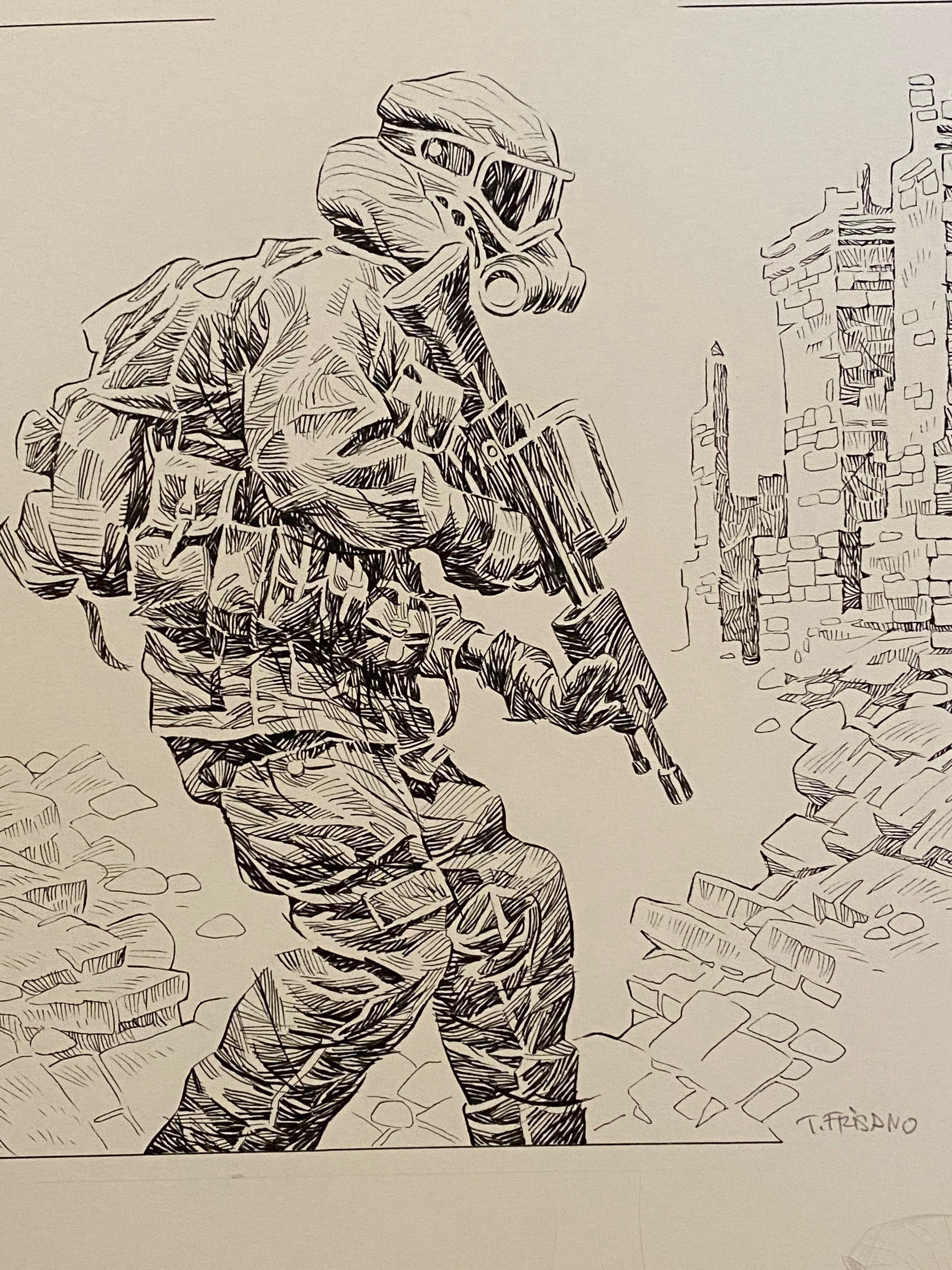 Thomas Frisano, illustration originale, Soldat. - Illustration originale