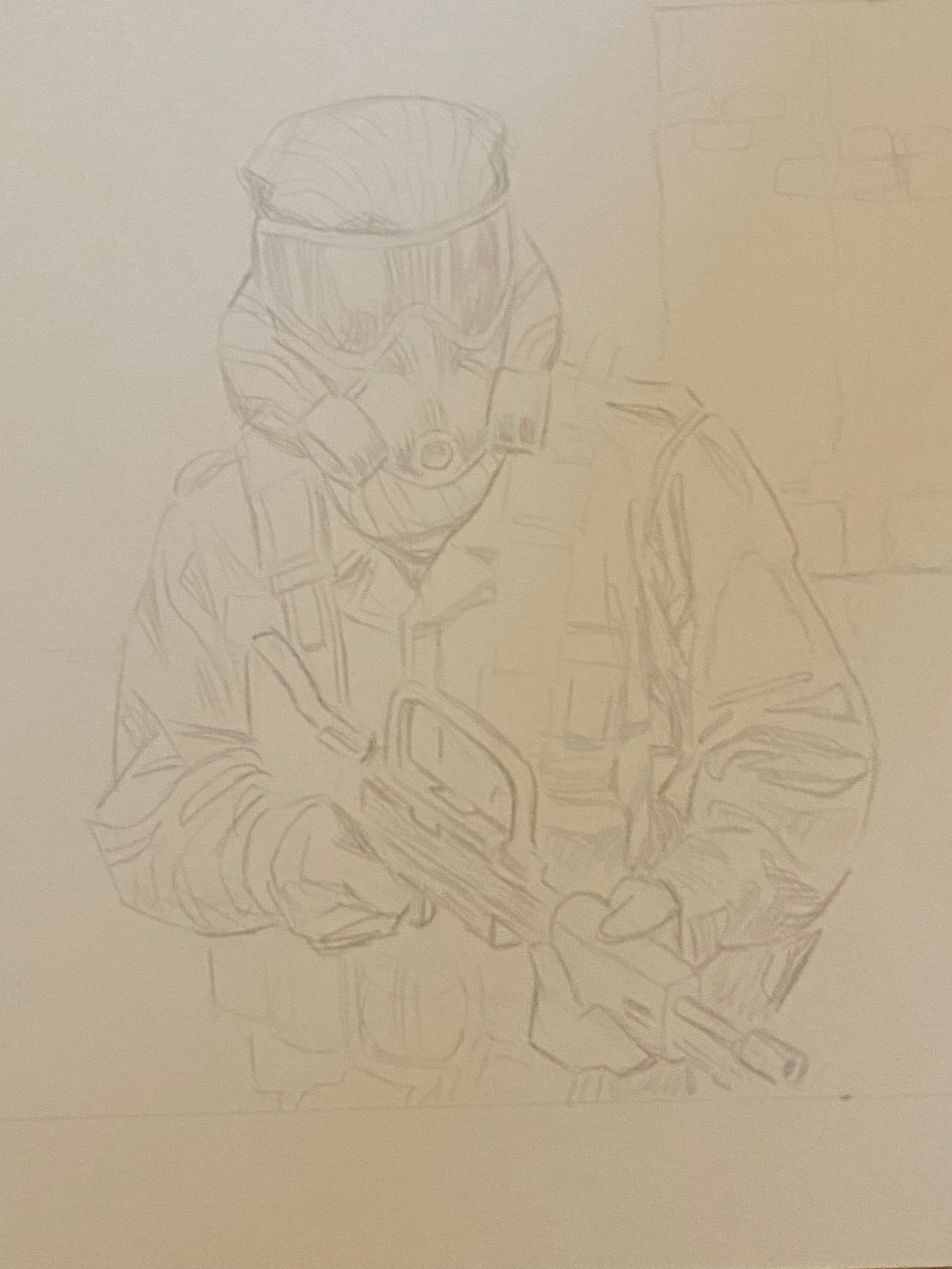 Thomas Frisano, illustration originale, Soldat. - Illustration originale