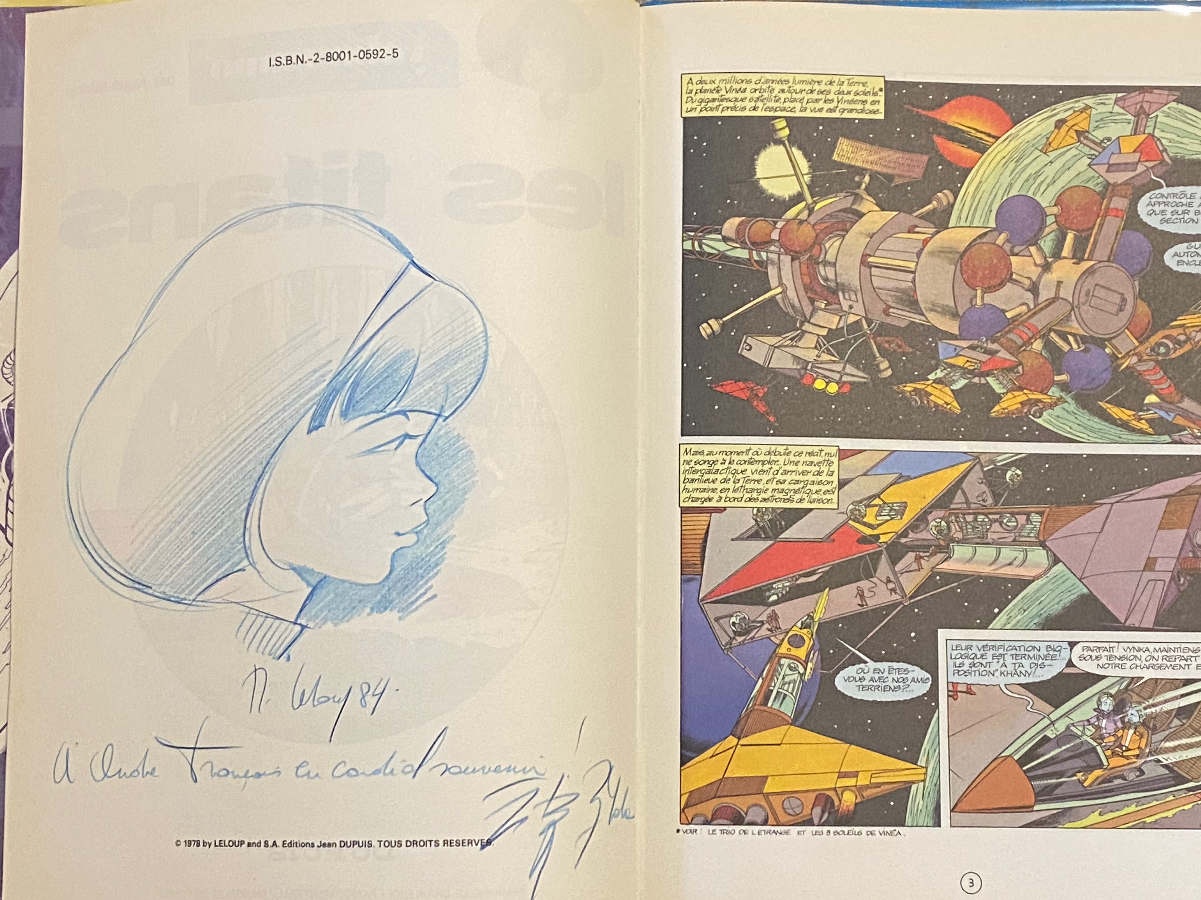 Roger Leloup, illustration originale, Yoko Tsuno de profil, "Les Titans ...