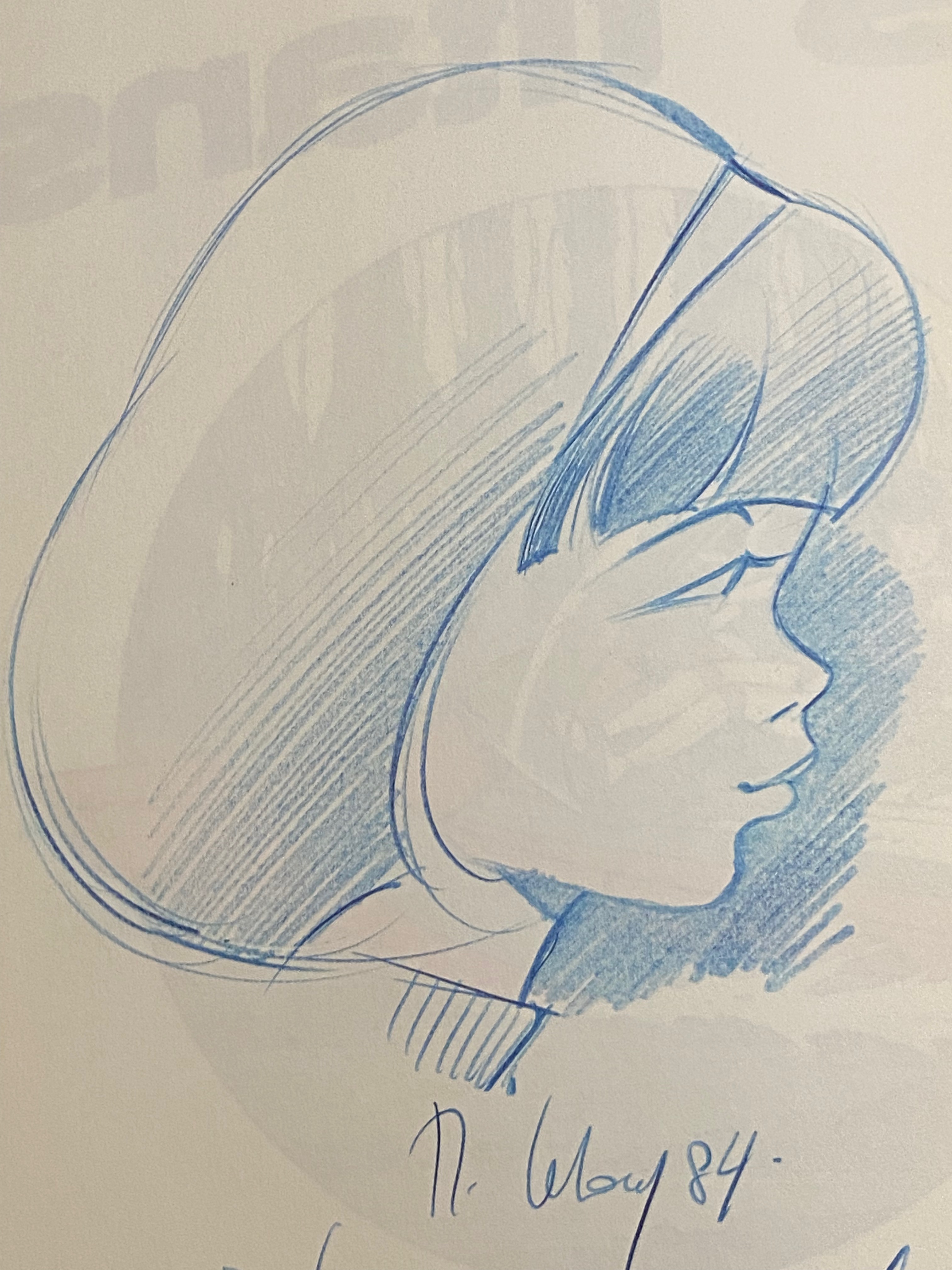 Roger Leloup, illustration originale, Yoko Tsuno de profil, "Les Titans ...