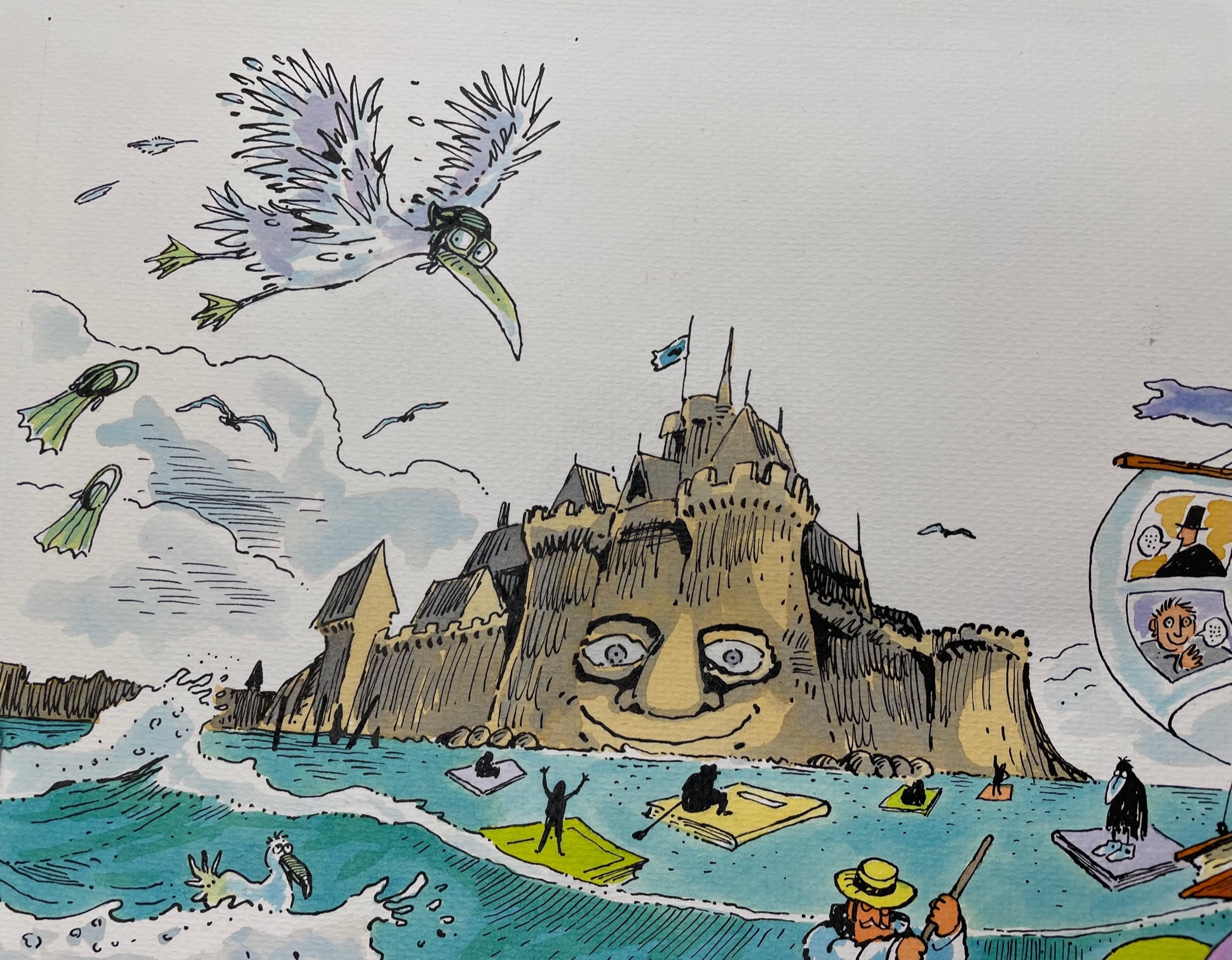 Fred, Affiche Saint-Malo Quai des Bulles 1995 - Illustration originale