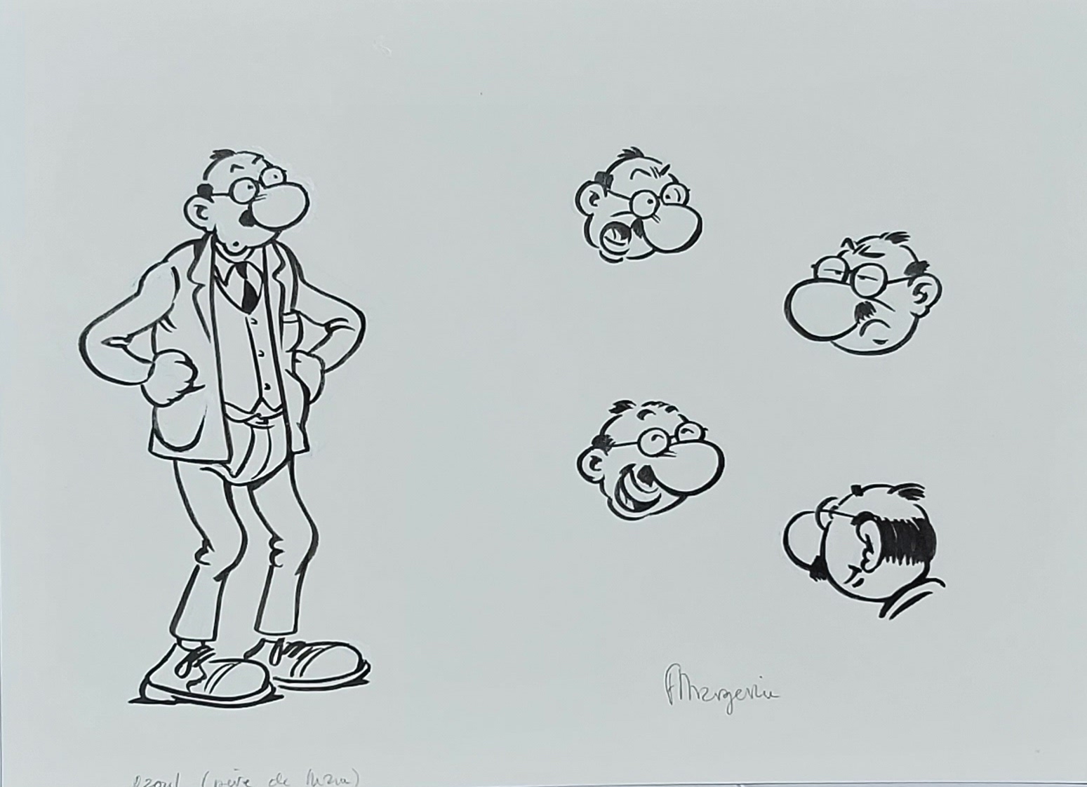 En vente - Raoul, père de Manu par Frank Margerin - Illustration originale