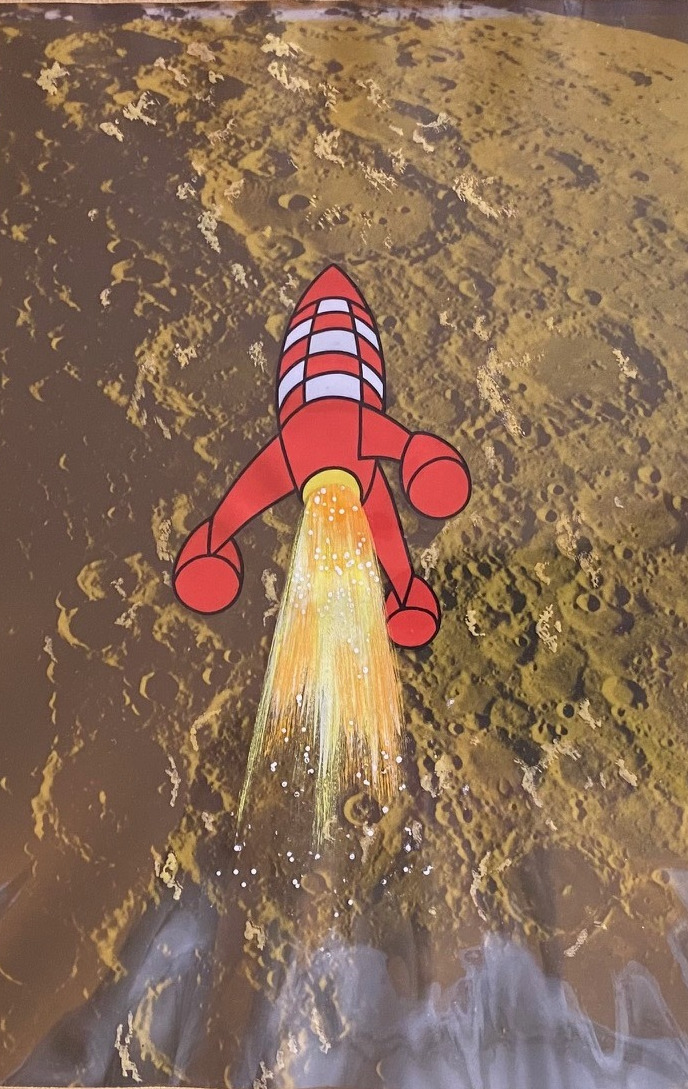 Tintin "La fusée" par Hergé, Studios Belvision - Planche originale