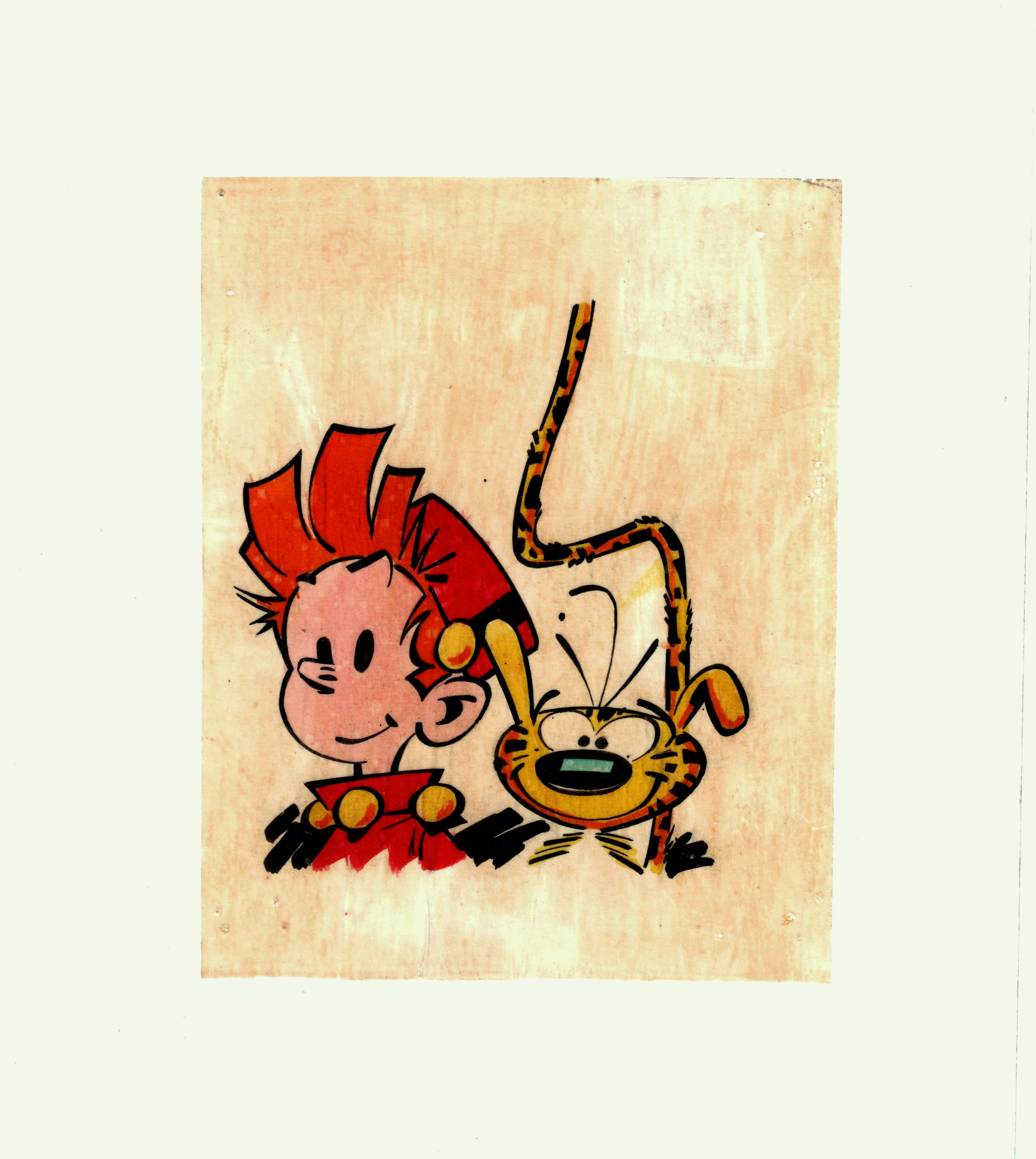 André Franquin, Spirou et Marsupilami - Illustration originale