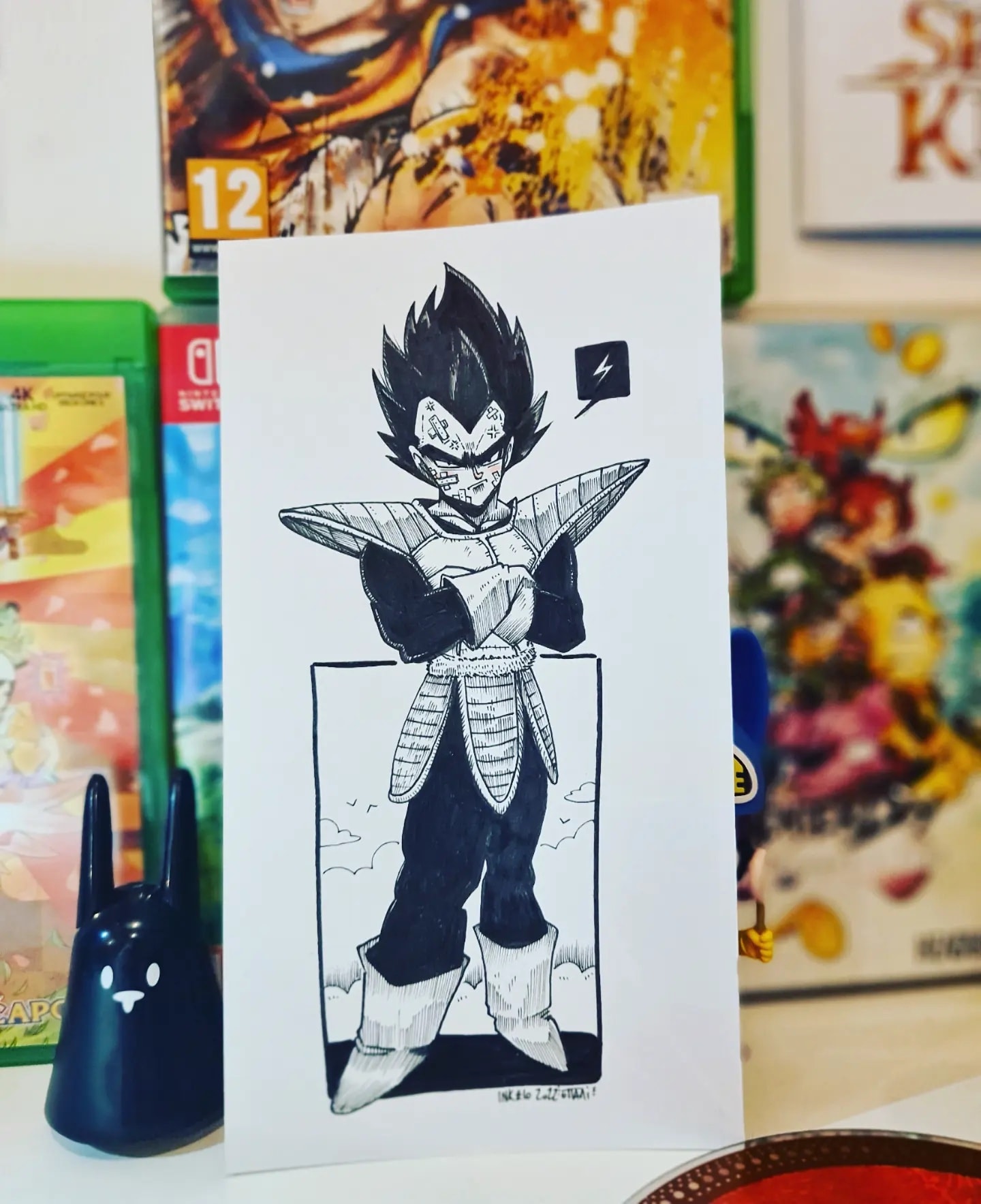 En vente - Dessin original de l'Inktober 2022 : Vegeta par oTTami ! - Illustration originale
