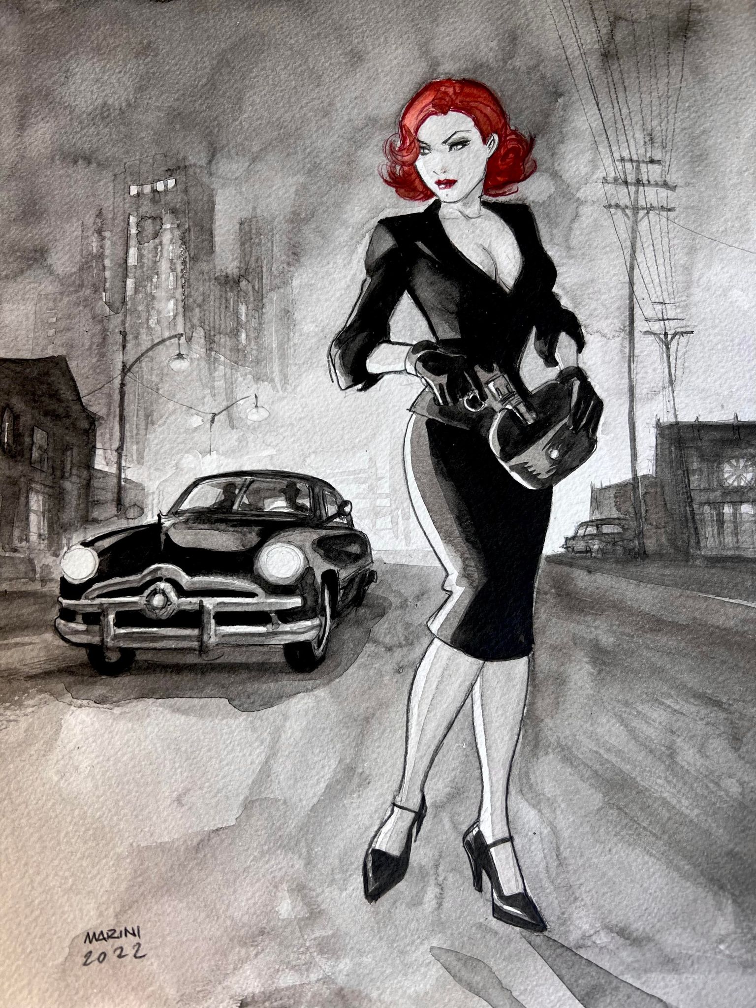 Marini - Noir Burlesque - Illustration originale