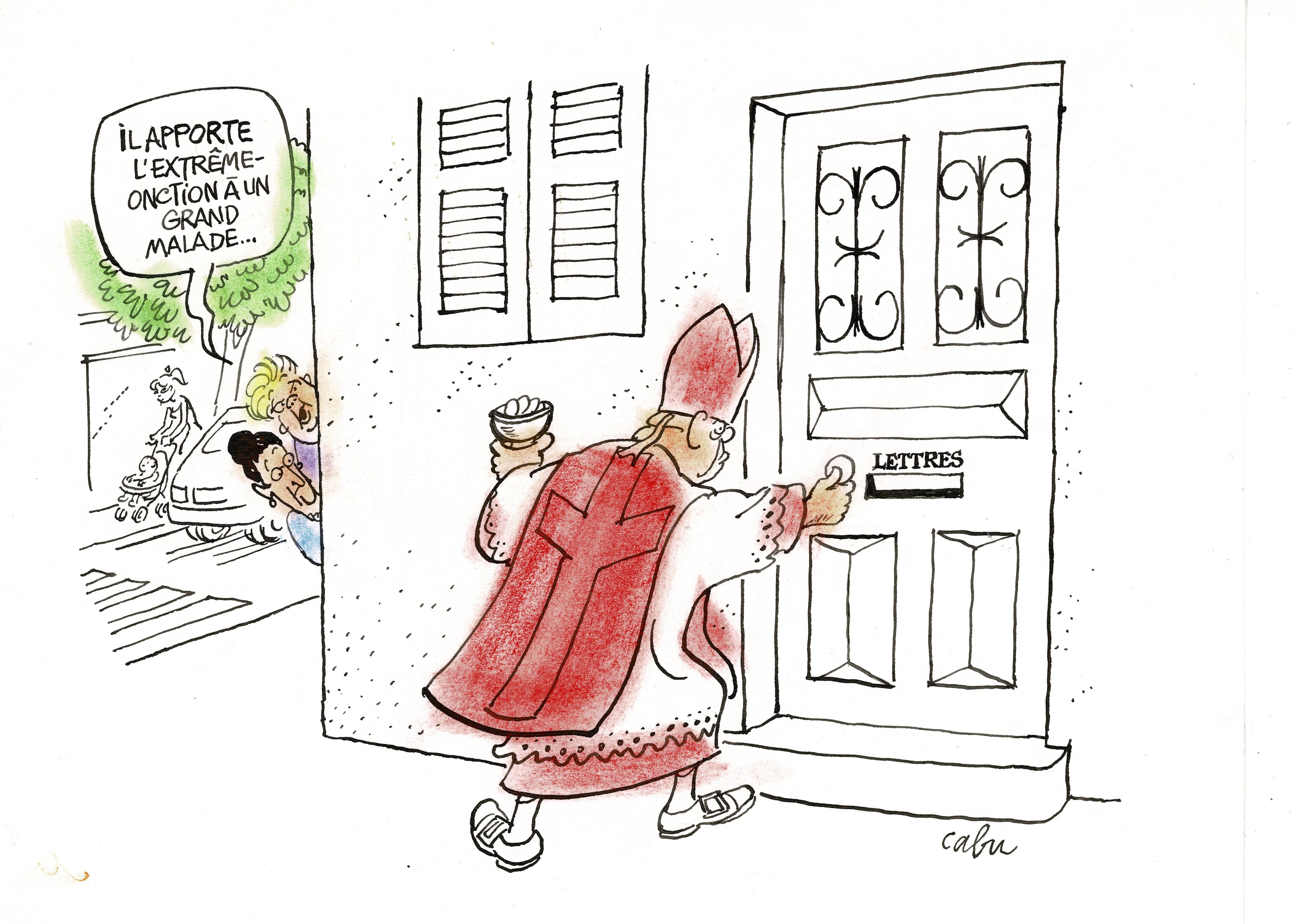 Extrême-Onction par Cabu - Illustration originale
