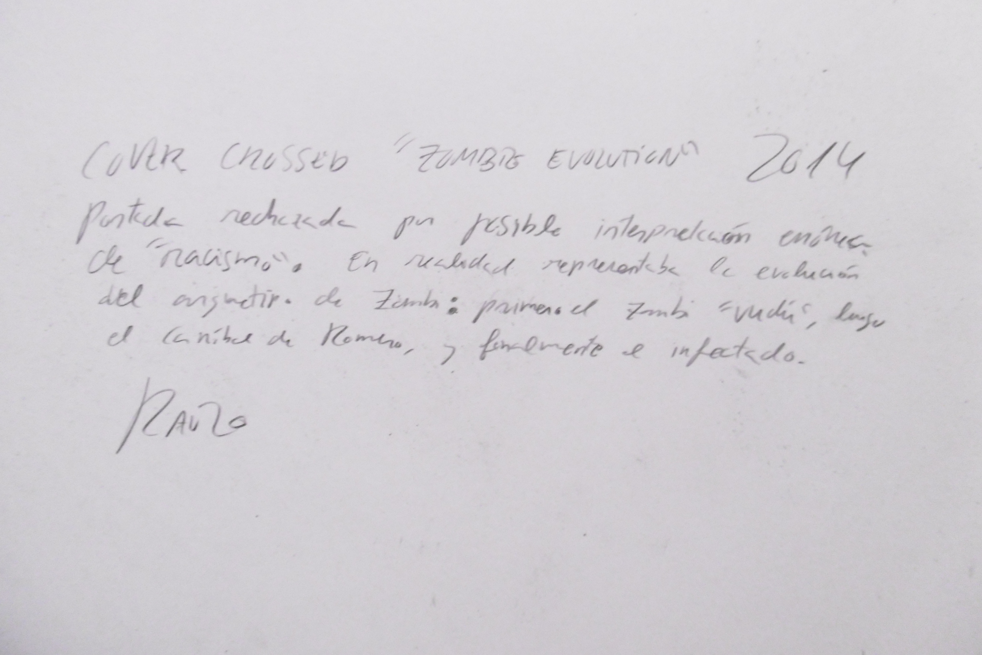 Raúlo Cáceres, Couverture Crossed non publiée ''Zombie évolution ...