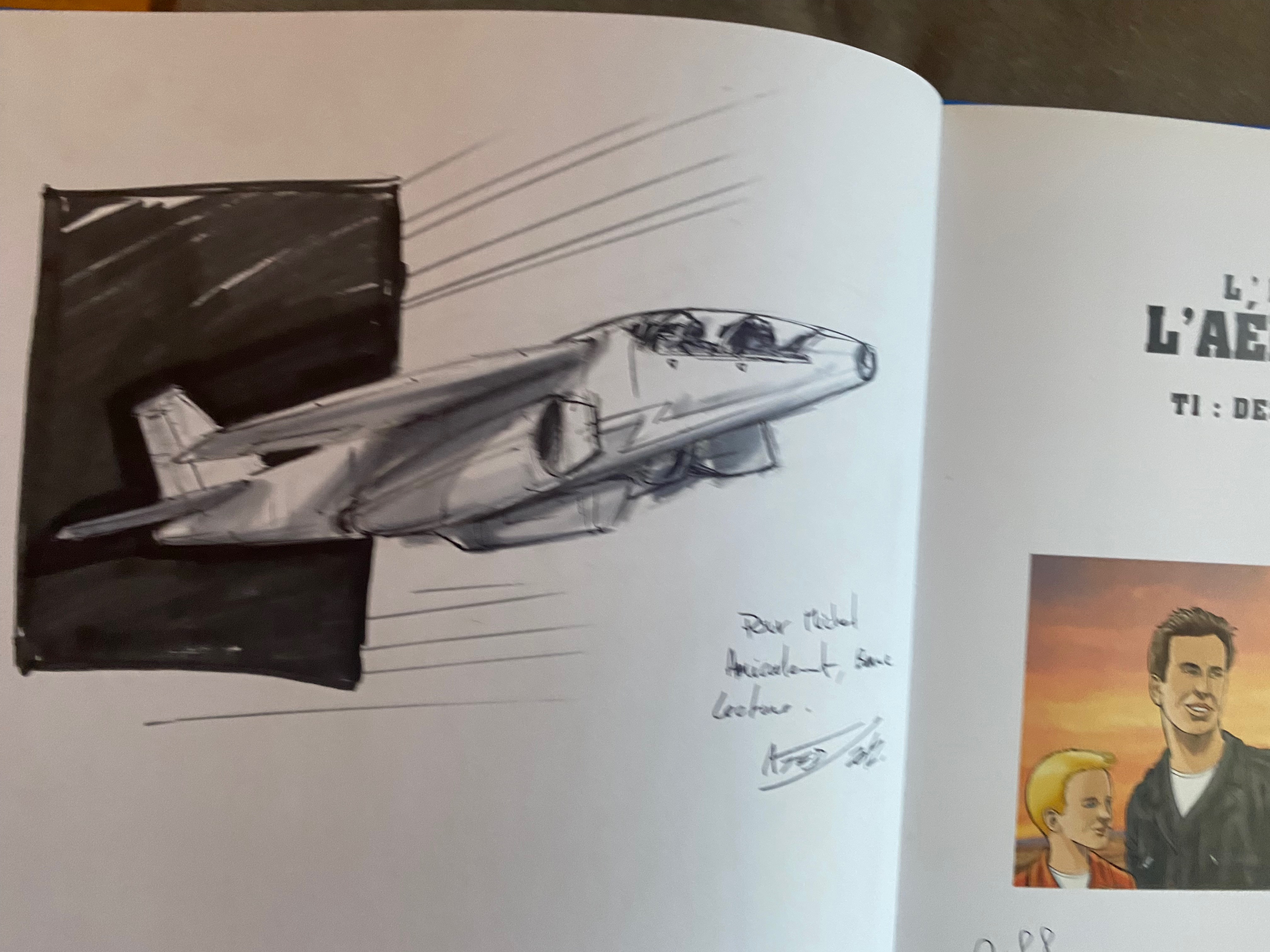Marcel Uderzo, illustration originale, Avion chasseur à réaction,"L ...