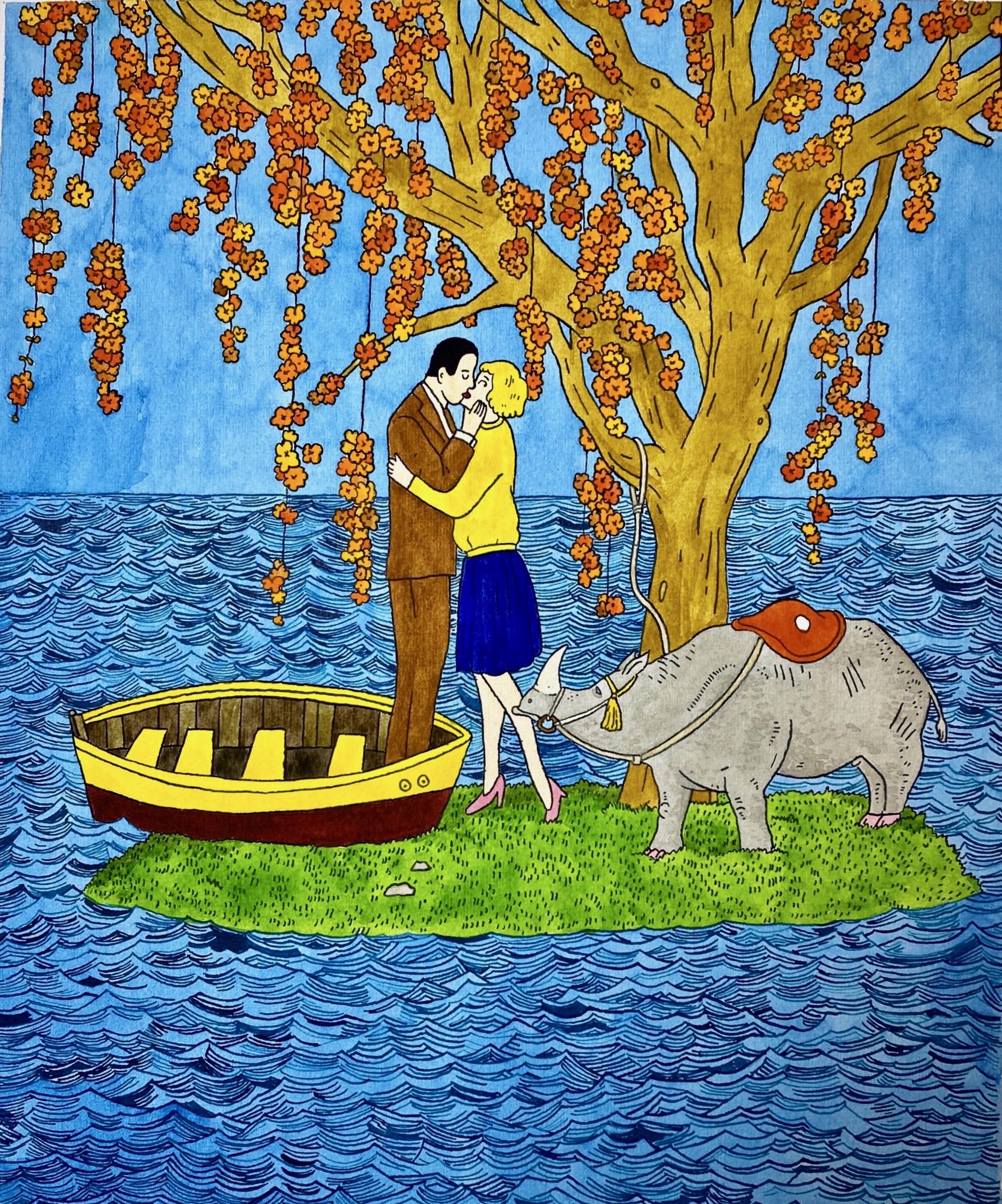 En vente - Island par Rutu Modan - Illustration originale