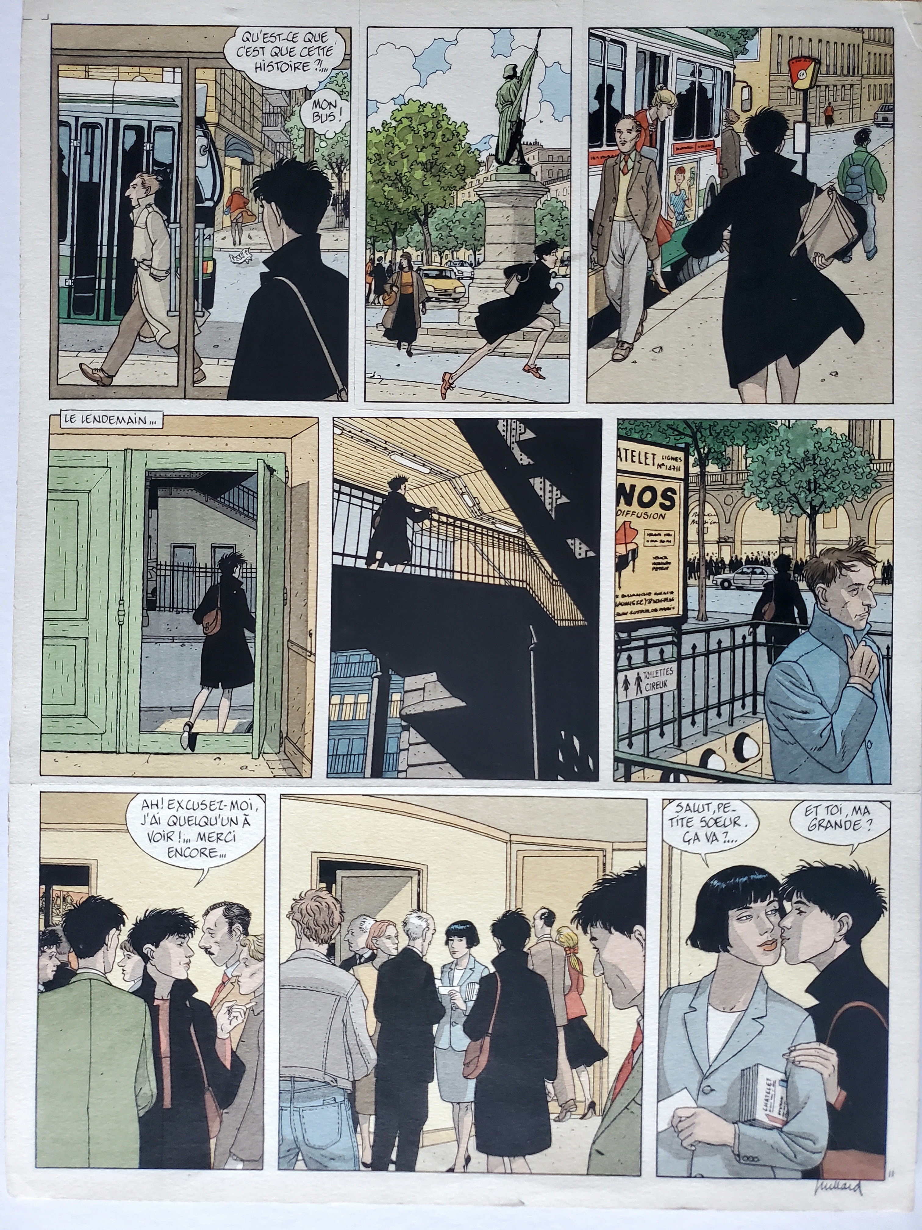 André Juillard, LE CAHIER BLEU couleur directe - Planche originale