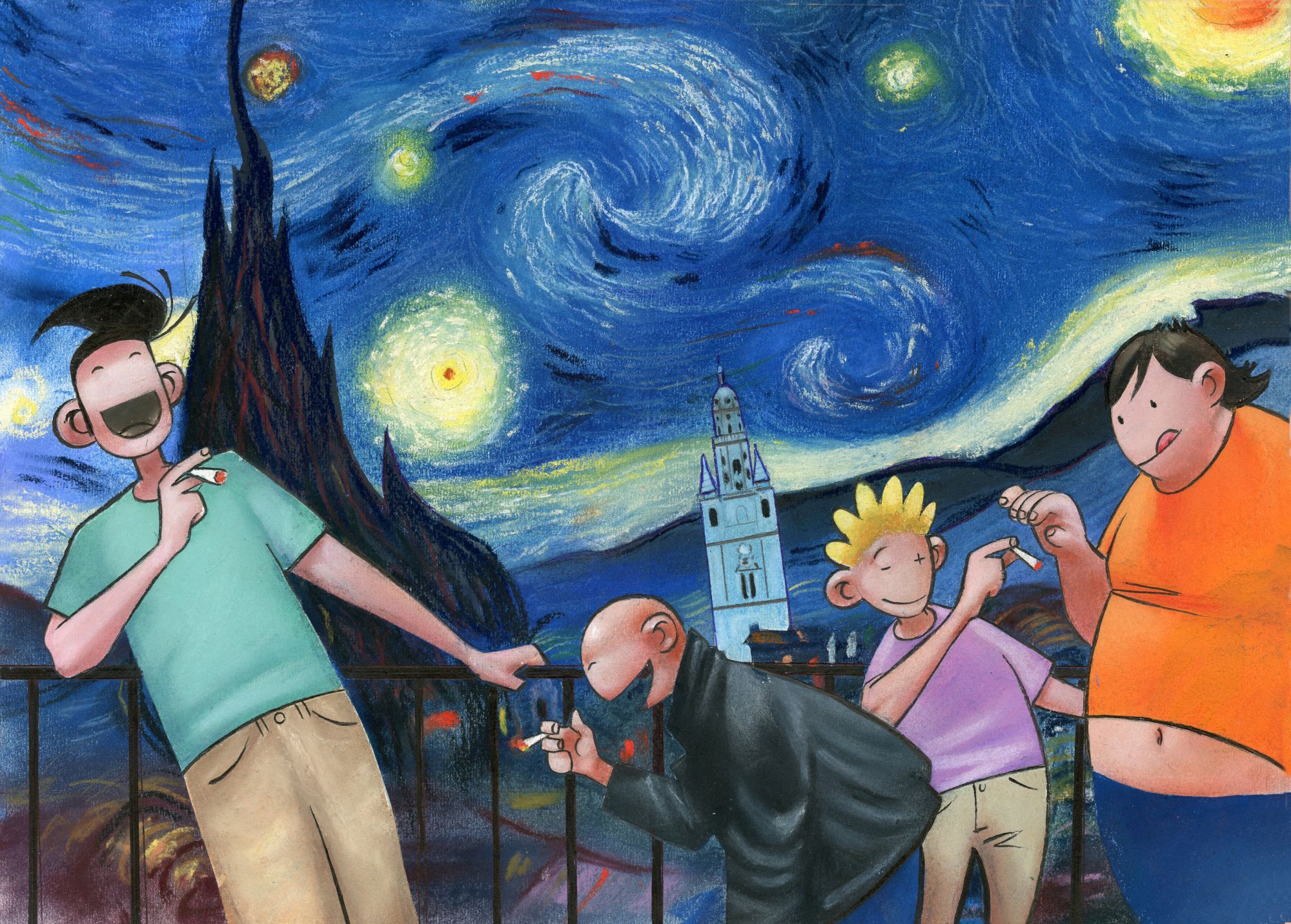 Juan Álvarez, Jorge Gomez, Starry night (after Vincent Van Gogh ...
