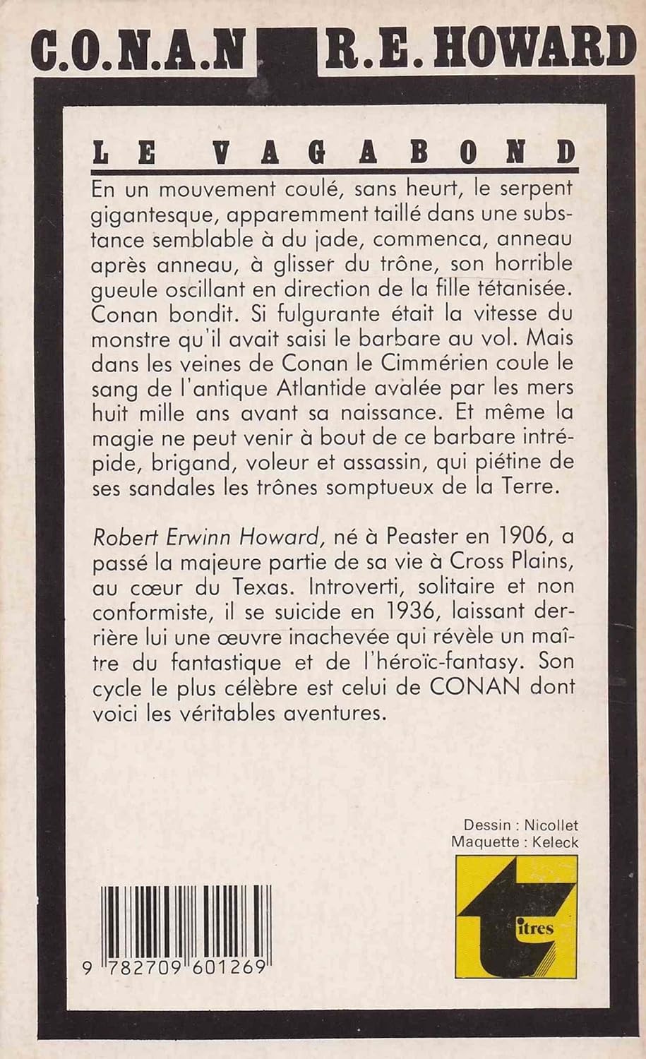 Conan - le vagabond par Jean-Michel Nicollet, RH Howard - Couverture ...