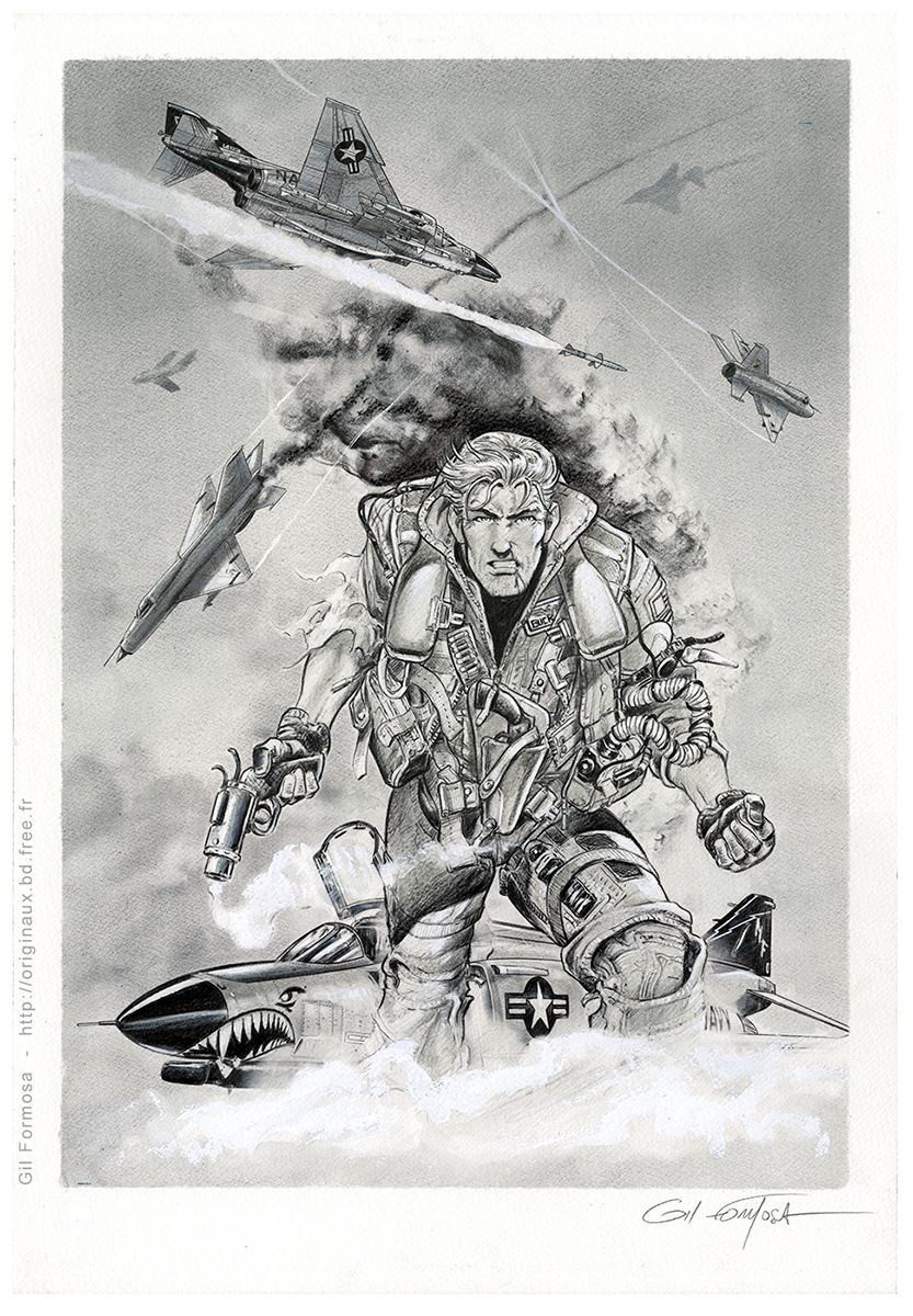 Gil Formosa, BUCK DANNY F-4 PHANTOM vs MIG - Illustration originale