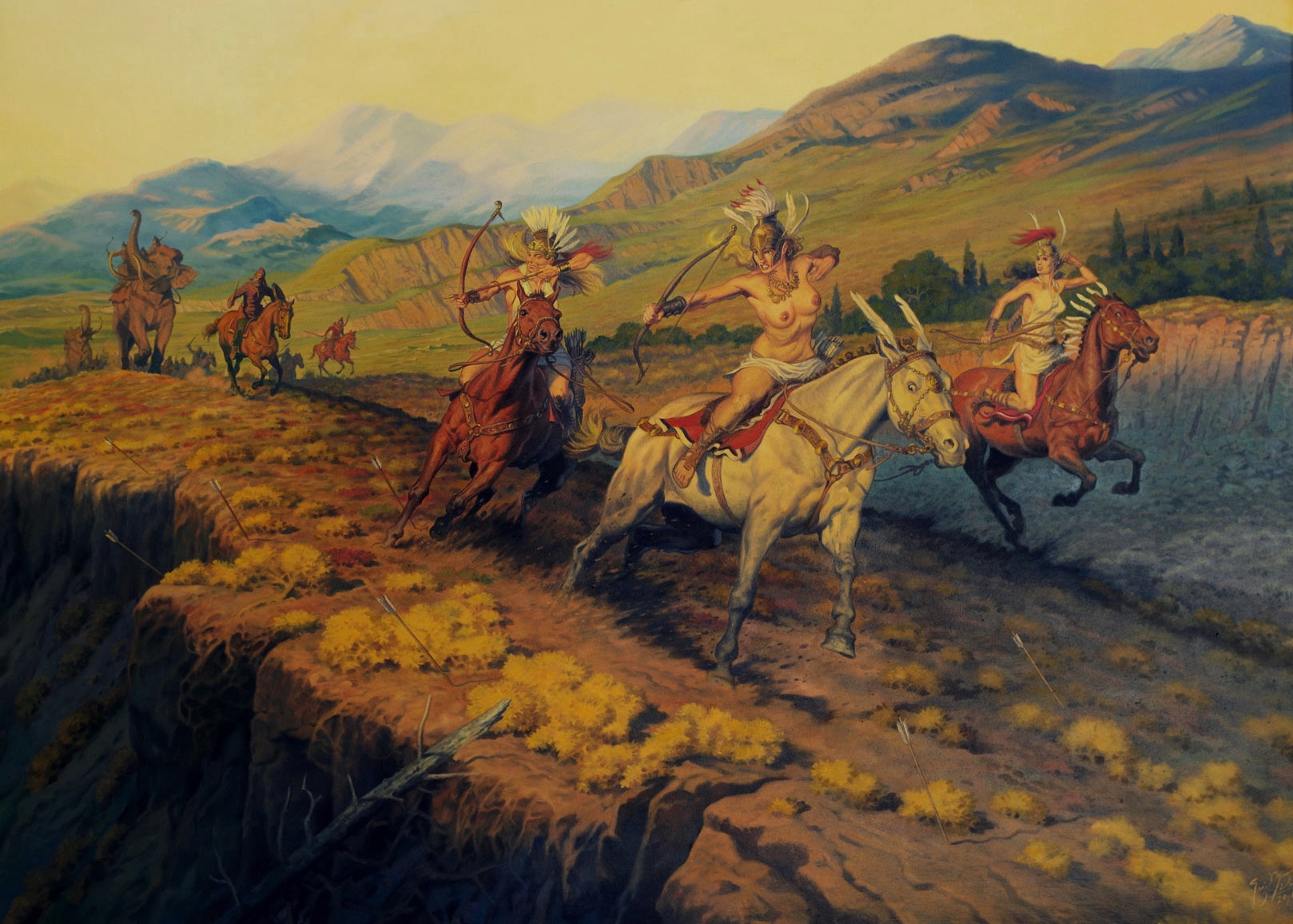 François Miville-Deschênes, Reconquêtes - Embuscade - très grand huile ...