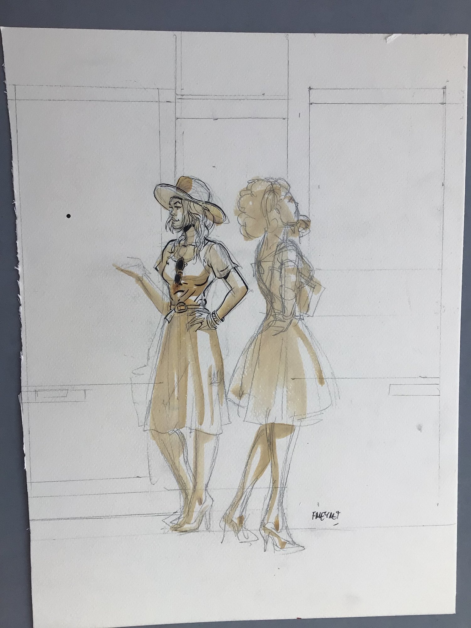 Deux élégantes par Félix Meynet - Œuvre originale