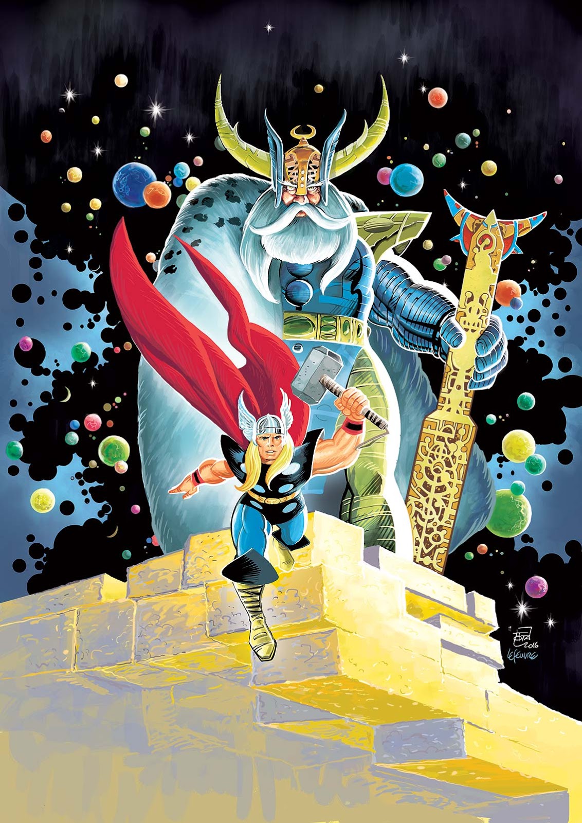 Thor par Ciro Tota, Jack Kirby, Stan Lee - Planche originale