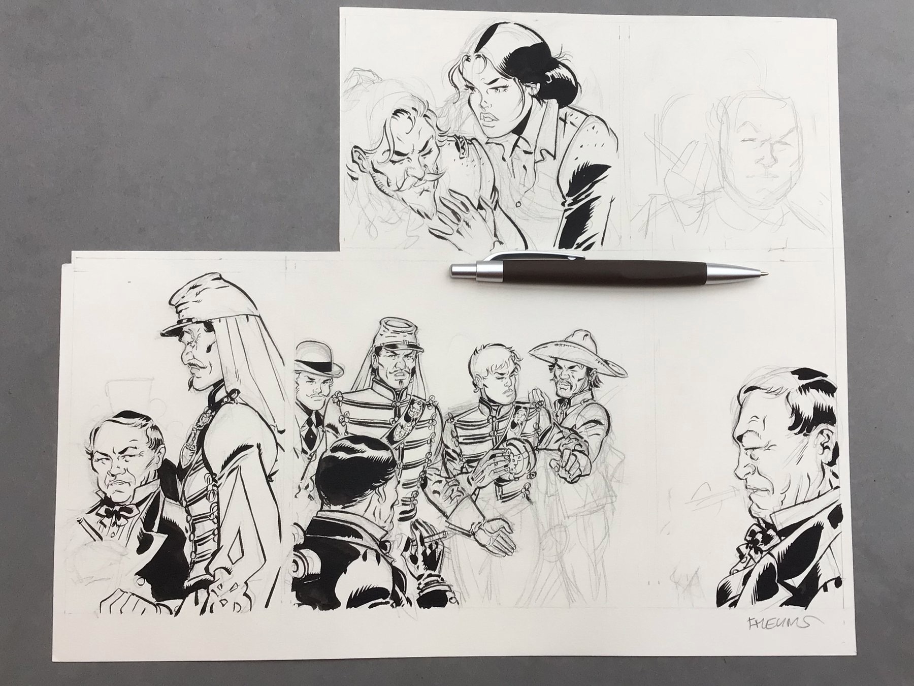 Felix Meynet, illustration originale, double strip complet, "Sauvage ...
