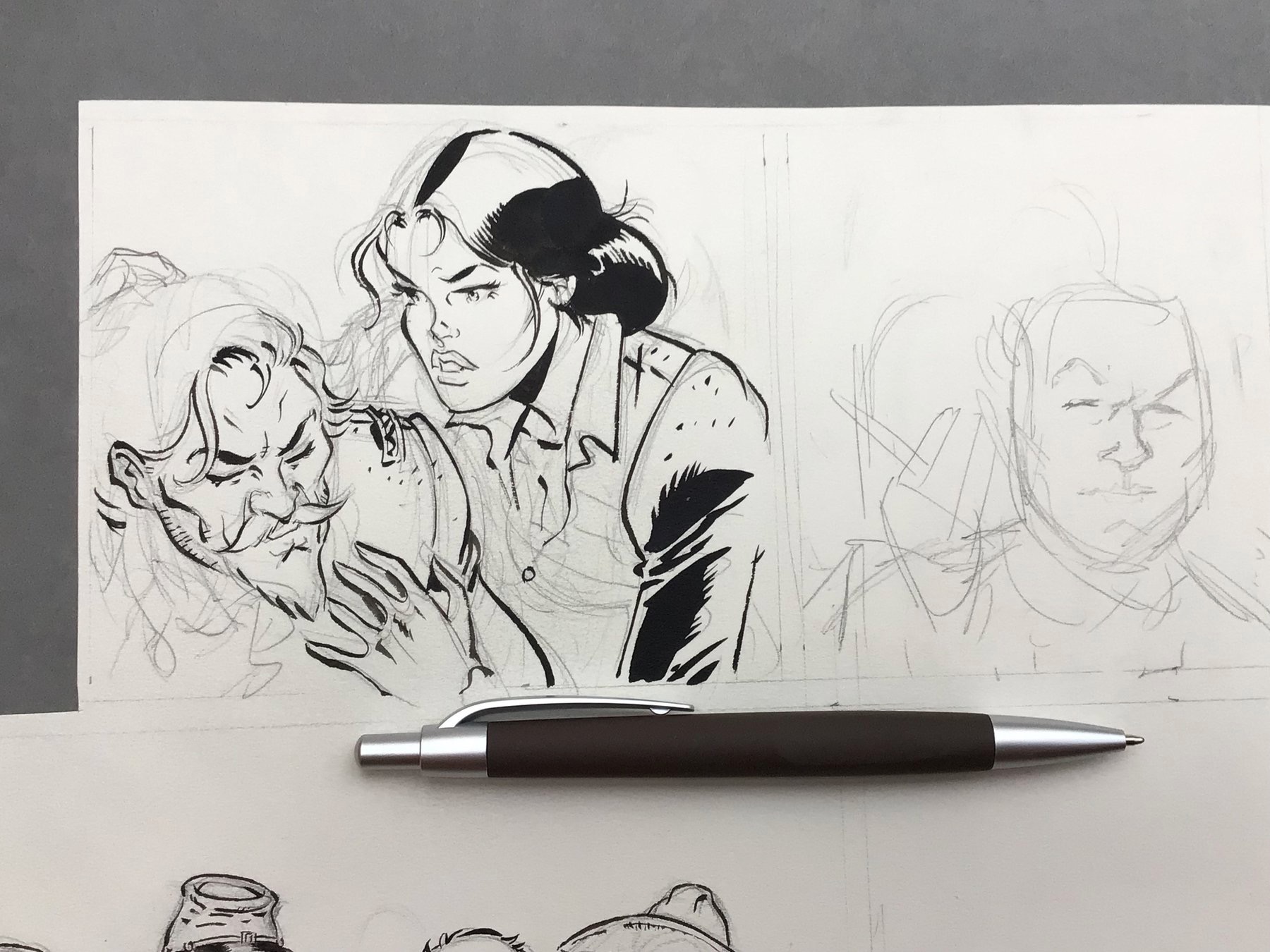 Felix Meynet, illustration originale, double strip complet, "Sauvage ...