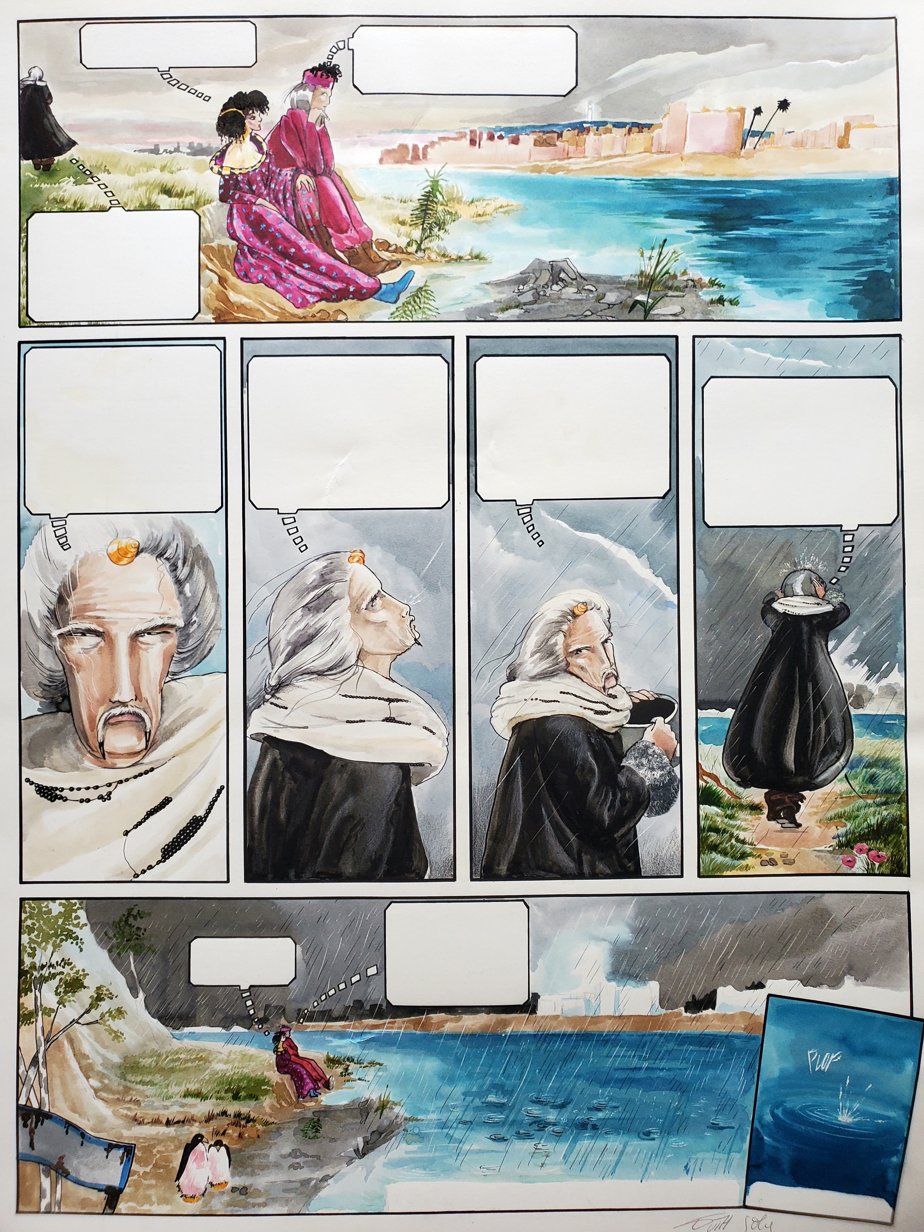 Joly Guth, LES CROQUEURS DE SABLE couleur directe - Planche originale