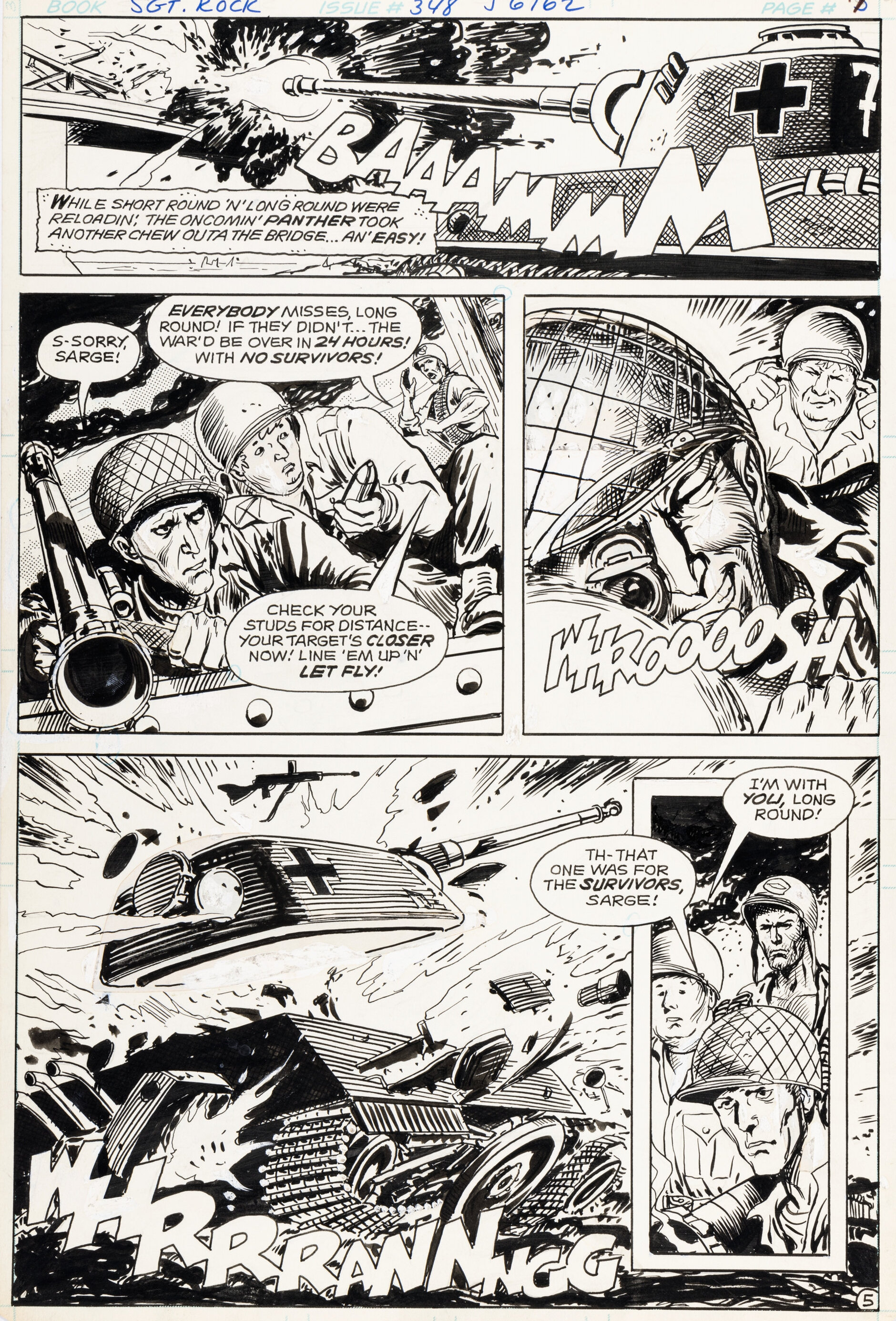 Dick Ayers, Ron Randall, Joe Kubert, Sergent Rock - T348 p5 - Planche originale