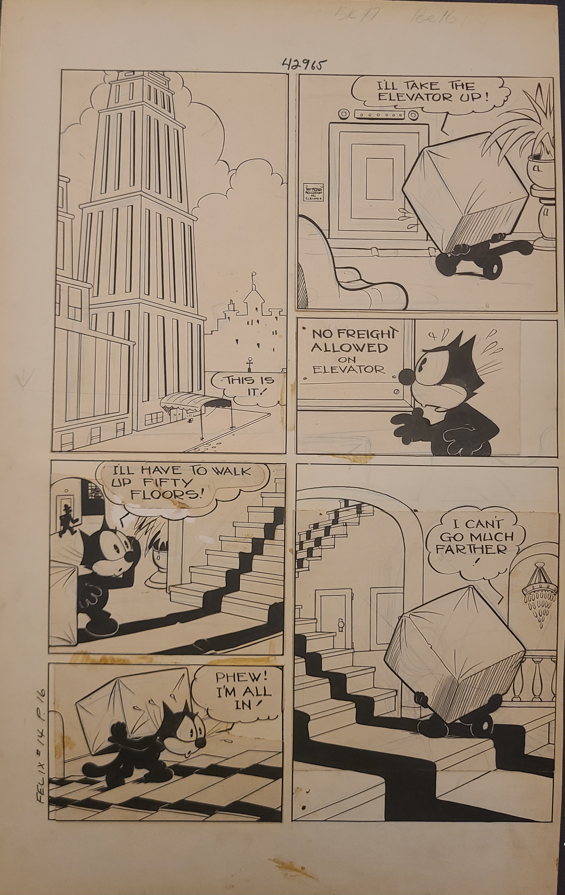 Otto Messmer, Felix the cat - Felix comes through - Planche originale