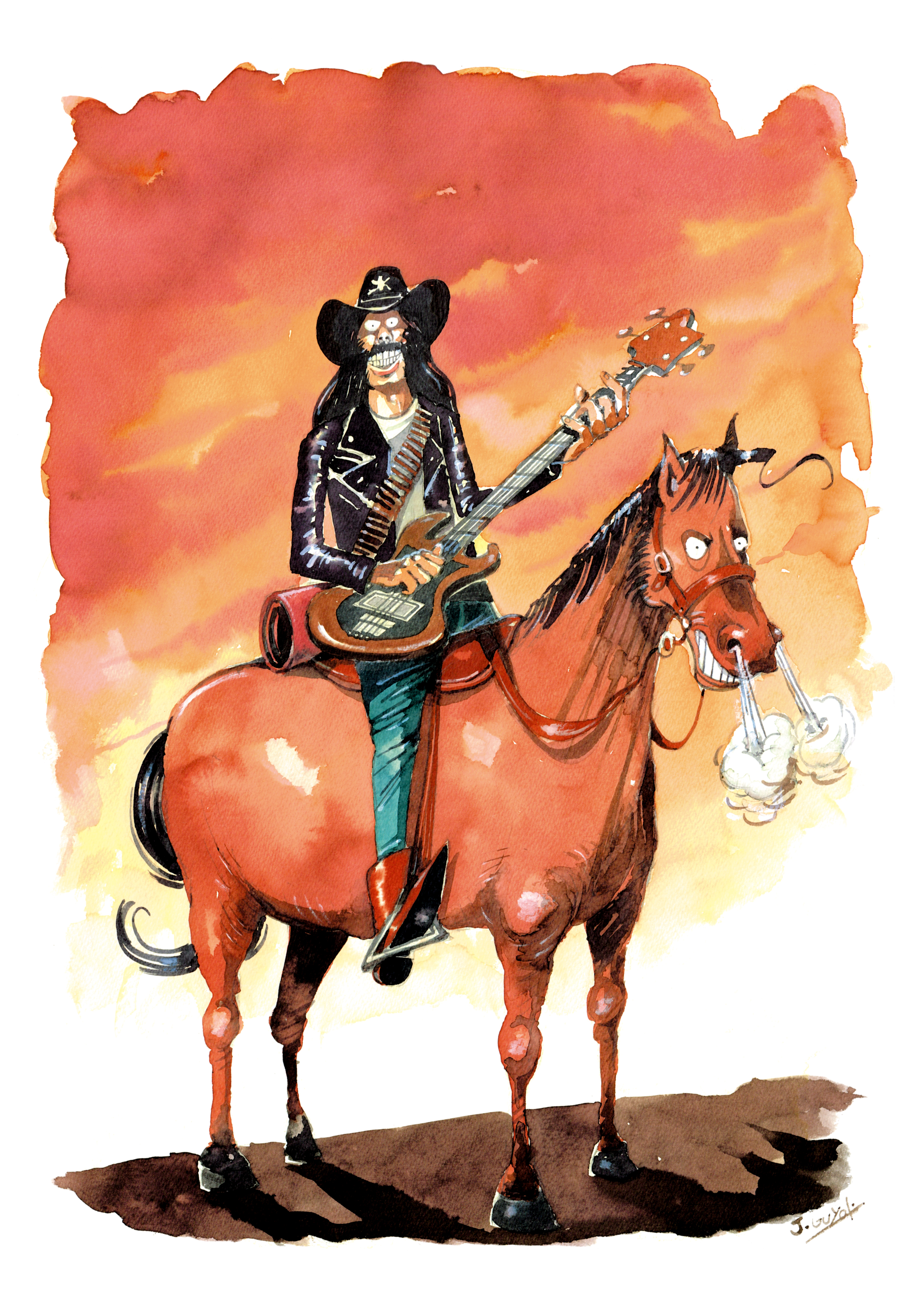 En vente - Lemmy western par Johann Guyot - Illustration originale