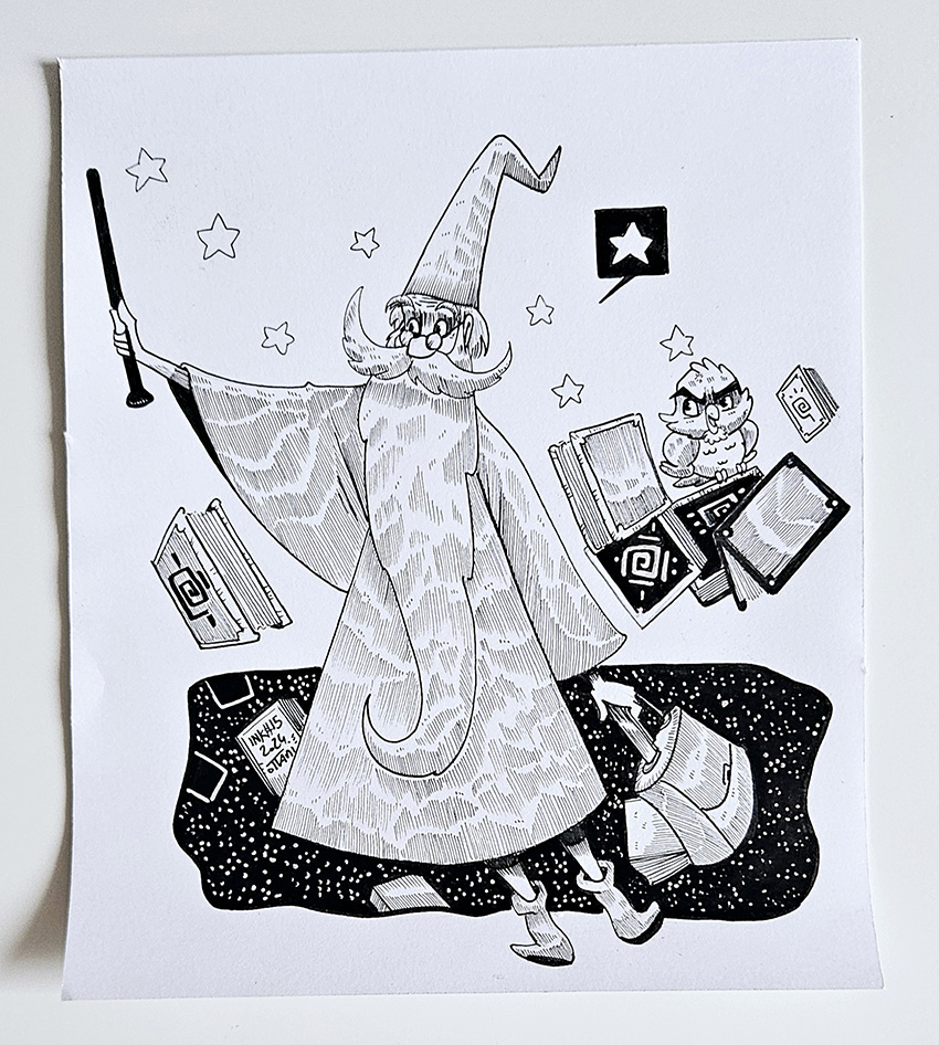 Dessin original de l'Inktober 2024 : Merlin l'enchanteur de Disney par ...