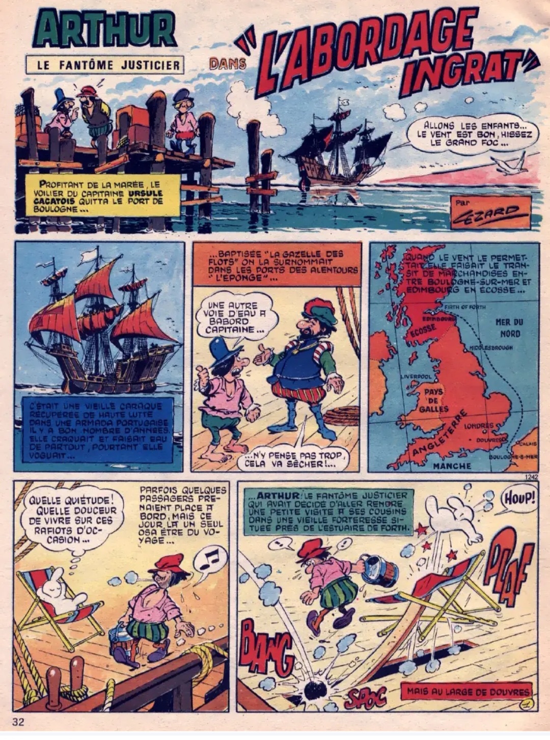 Jean Cezard, Arthur le Fantôme dans "L'abordage ingrat" - Planche originale