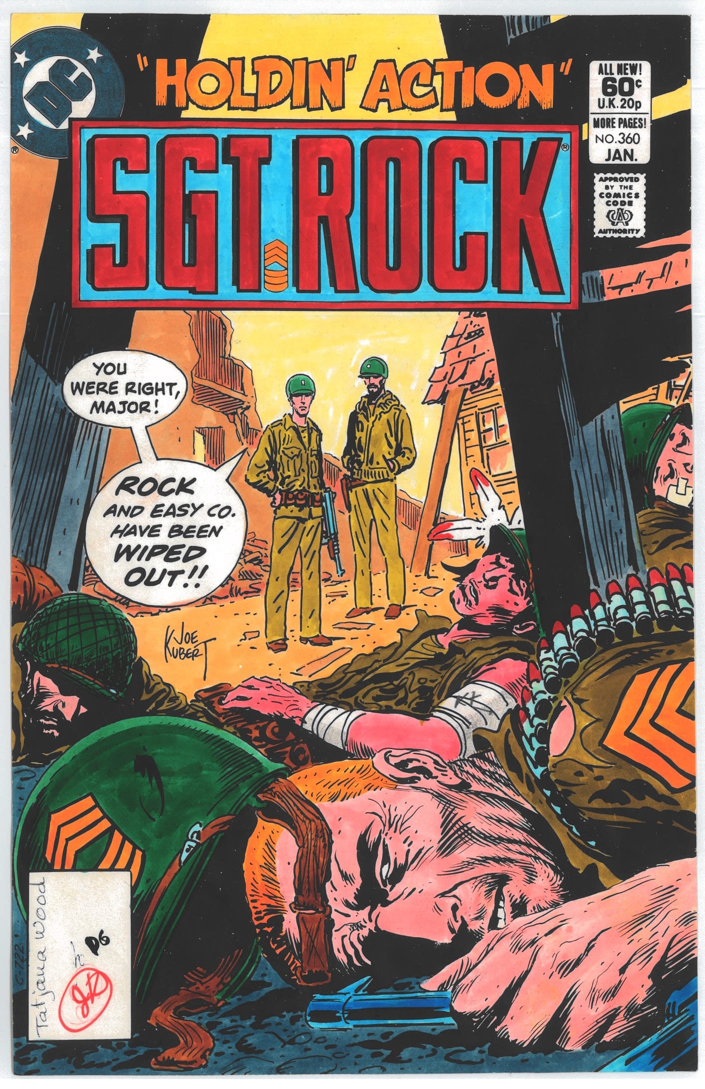 Joe Kubert, Sgt. Rock #360 Cover Color Colour Guide Colorguide ...
